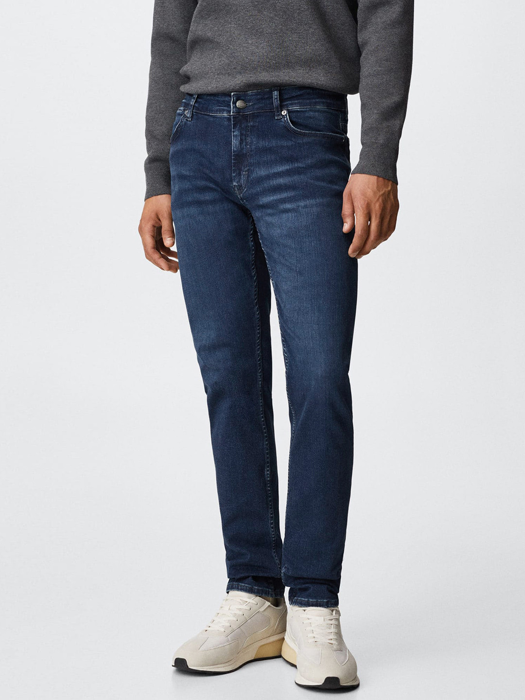Buy MANGO MAN Navy Blue Slim Fit Light Fade Stretchable Jeans - Jeans ...