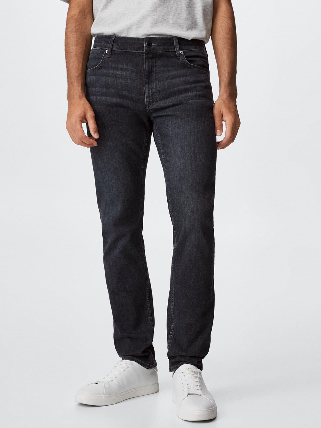 Buy MANGO MAN Charcoal Grey Light Fade Slim Fit Jeans - Jeans for Men ...