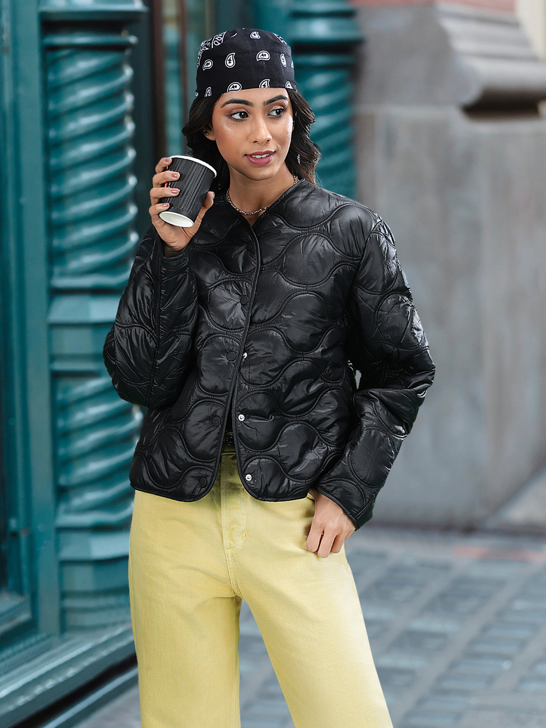 Buy MANGO Women Black Quilted Jacket - Jackets for Women 19914458 | Myntra