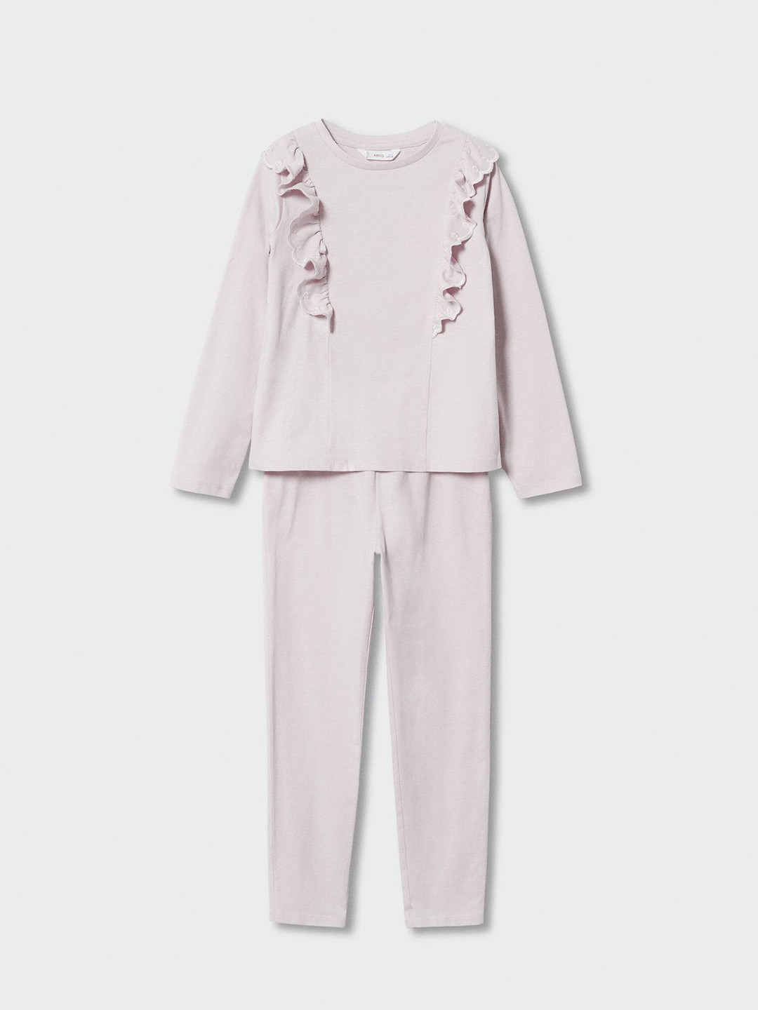 Buy Mango Kids Girls Round Neck Pure Cotton Sustainable Pyjama Set ...