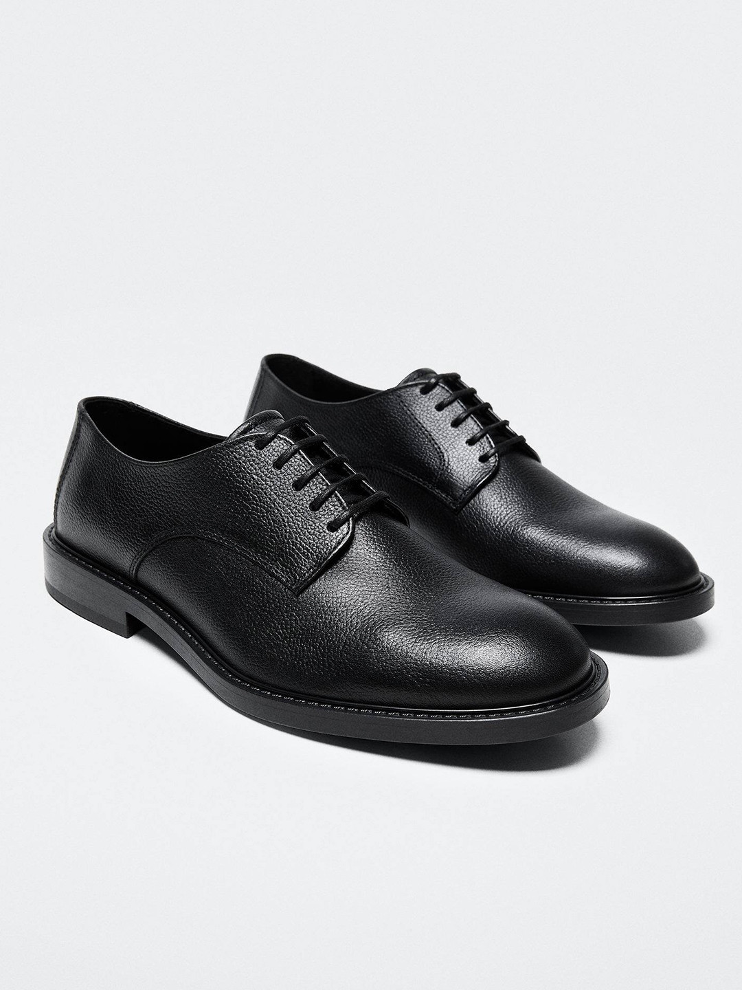 Buy MANGO MAN Textured Leather Sustainable Formal Derbys - Formal Shoes ...