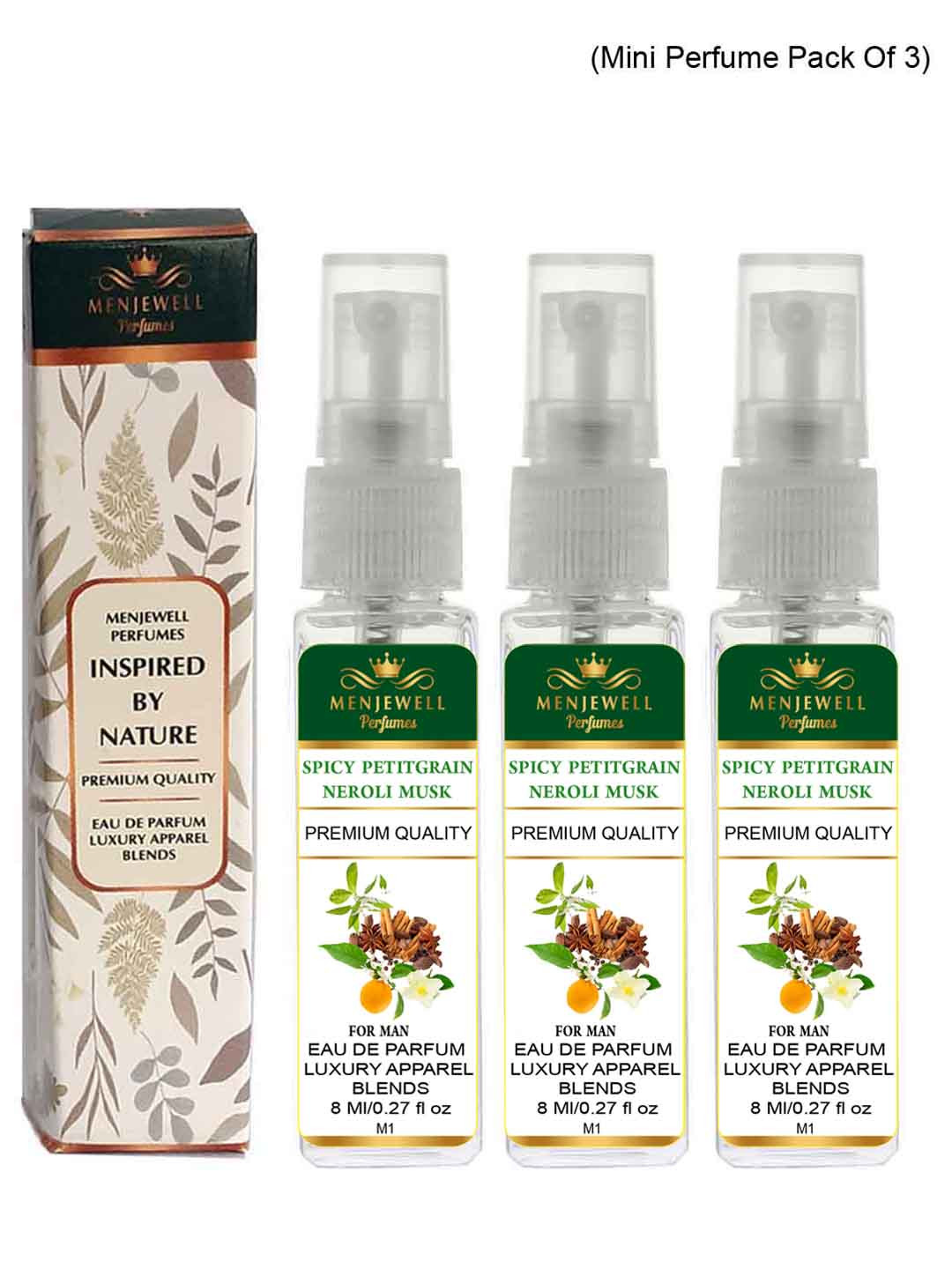 Buy Menjewell Men Set Of 3 Spicy Petitgrain Neroli Musk Eau De Parfum ...