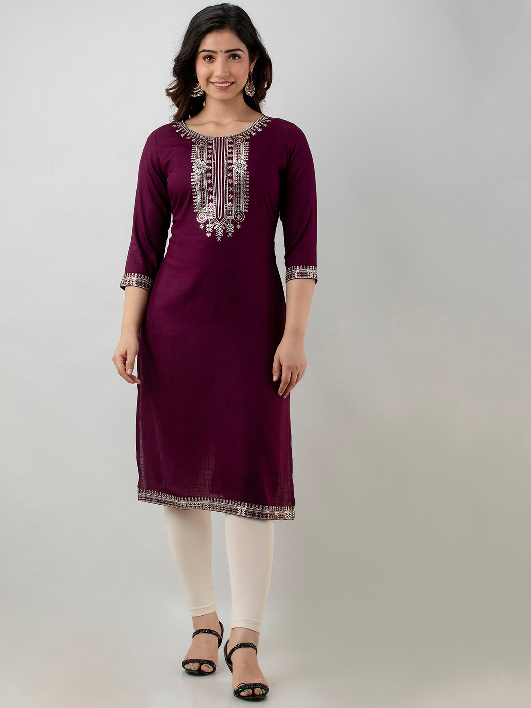Buy CKM Women Violet Sequined Kurta - Kurtas for Women 19918660 | Myntra