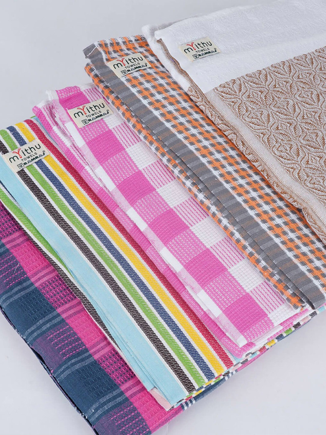 Buy Ramraj Pack Of 4 Multicolour Striped Pure Cotton 250 GSM Towel Set ...