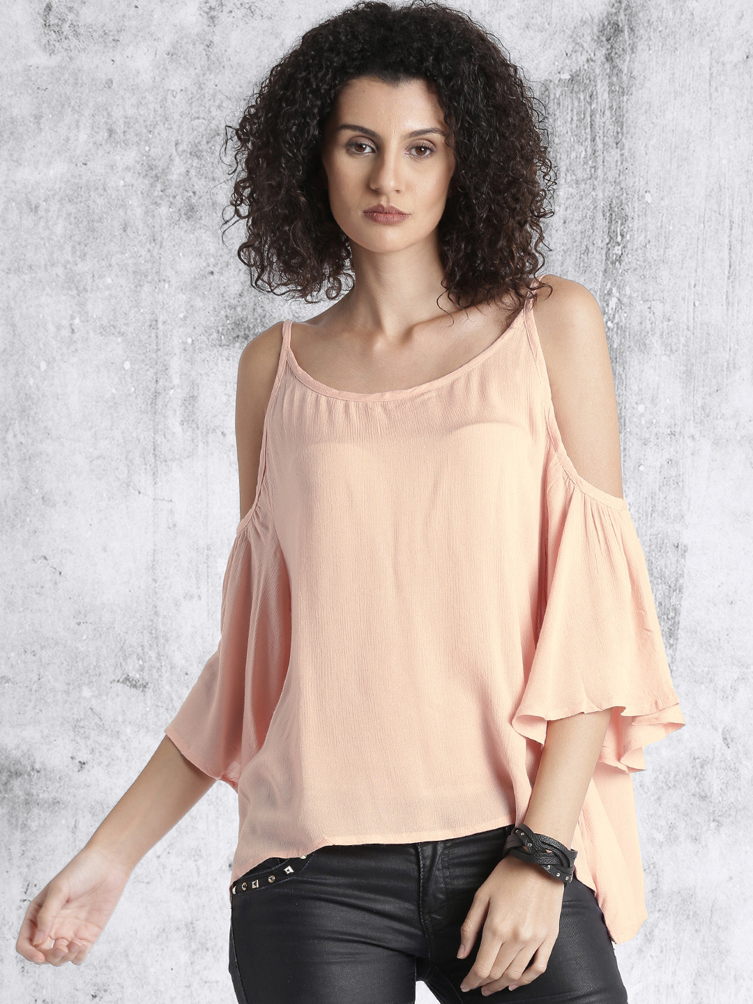 Buy Roadster Women Peach Coloured Solid Top - Tops for Women 1992302 ...