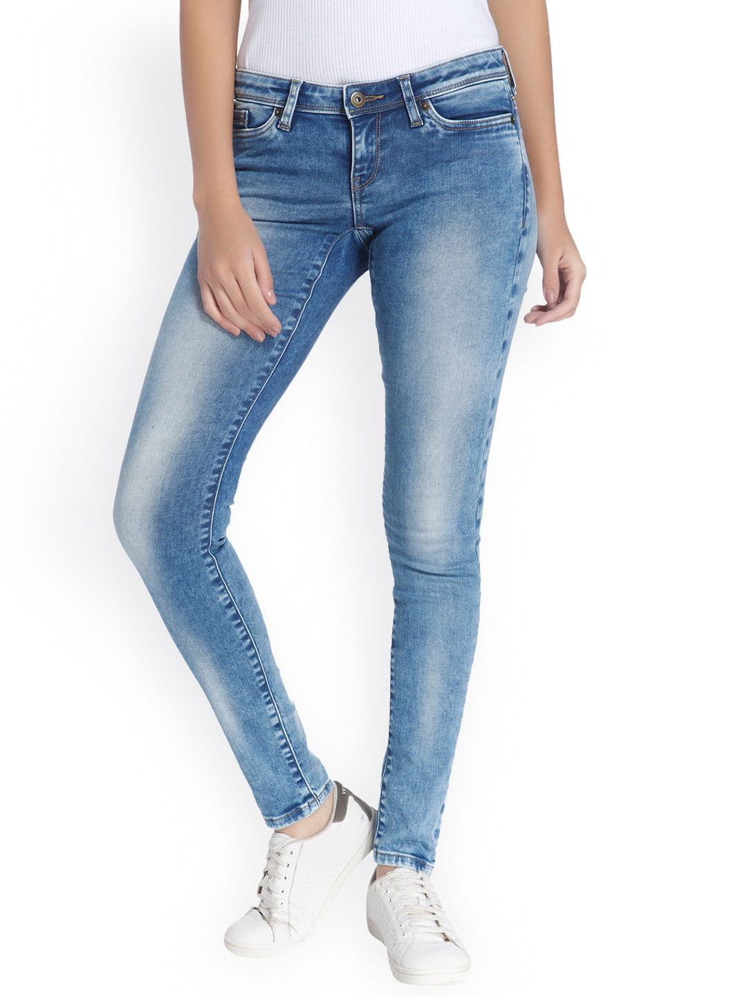 Buy Vero Moda Women Blue Slim Fit Low Rise Clean Look Stretchable Jeans ...