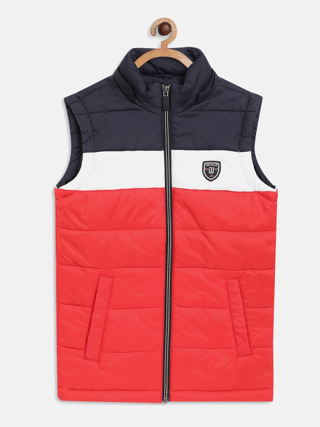 Buy Octave Boys Red & Navy Blue Colourblocked Padded Jacket - Jackets ...