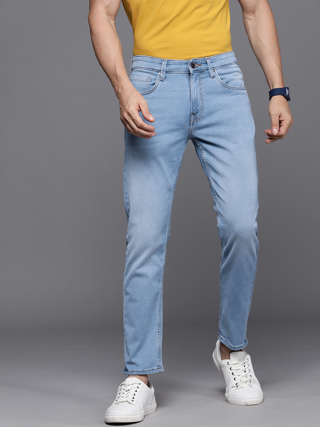 Buy Louis Philippe Jeans Men Blue Slim Fit Low Rise Light Fade ...