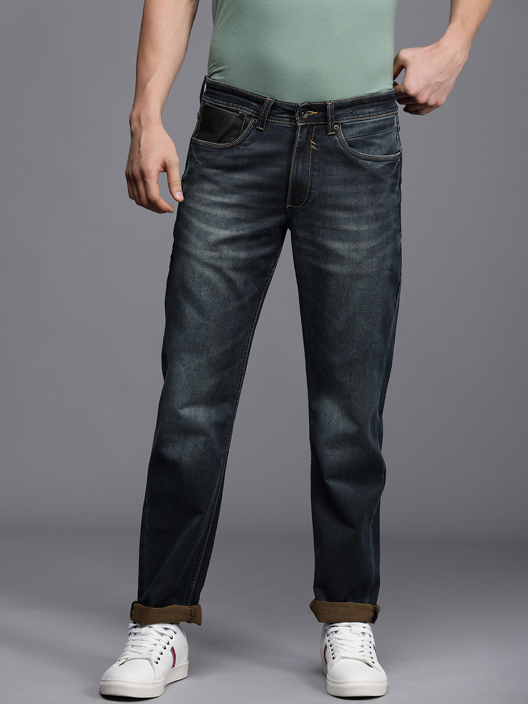 Buy Louis Philippe Jeans Men Blue Matt Slim Fit Low Rise Light Fade ...