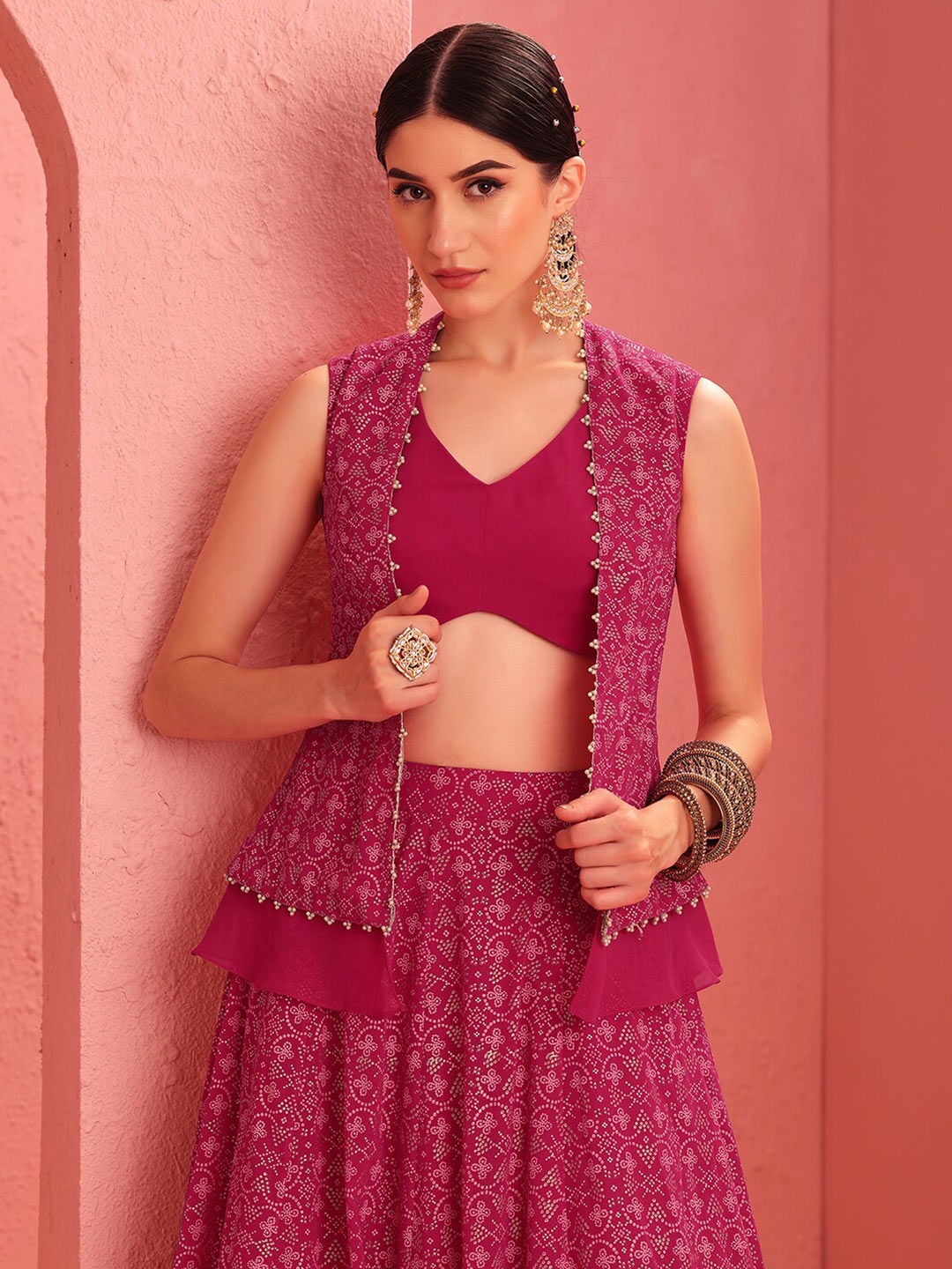 Buy Indya Pink Georgette Solid Crop Top Tops For Women 19933252 Myntra