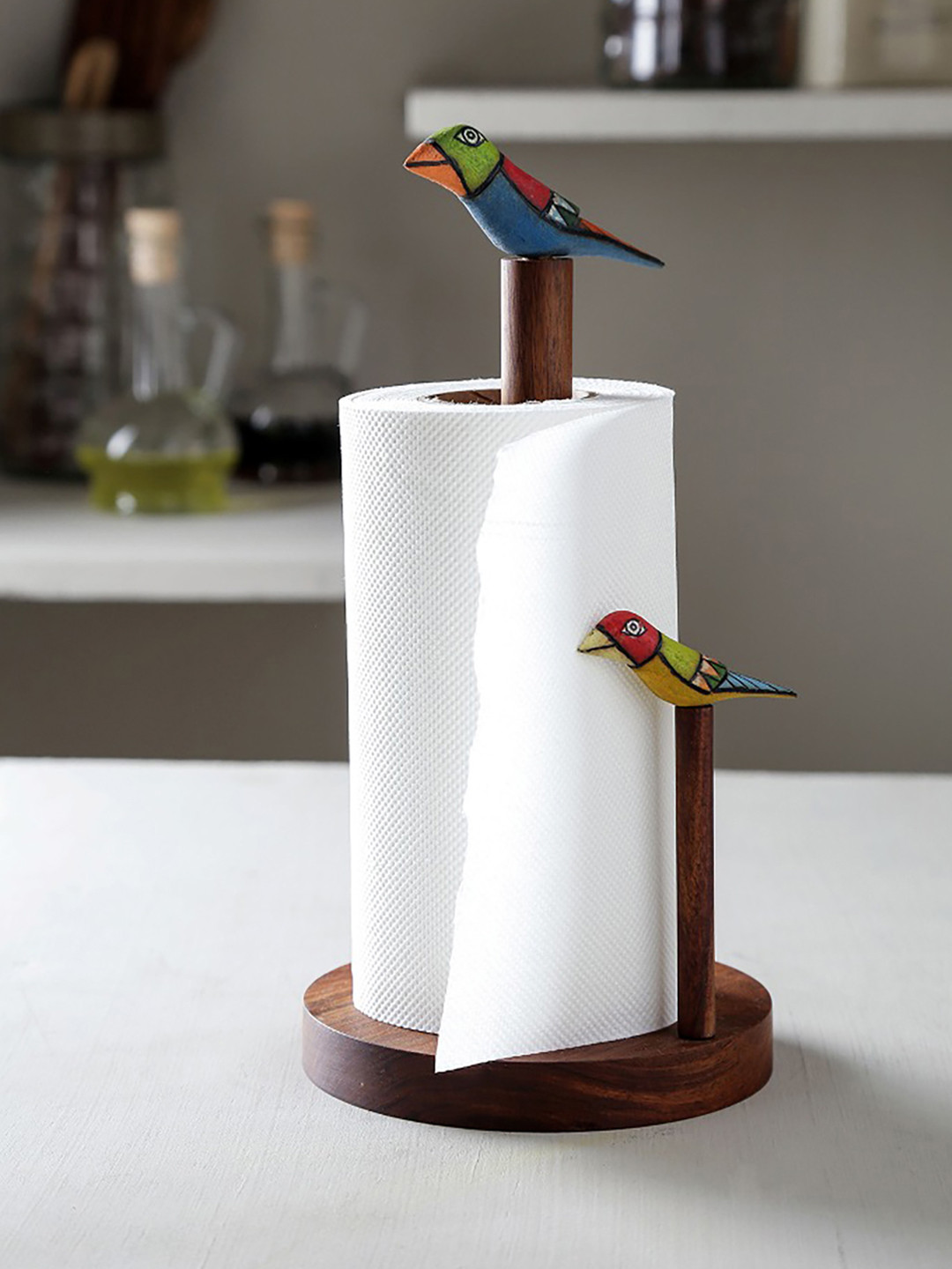 Buy Unravel India Brown Handcarved Sheesham Wood Bird Design Tissue ...