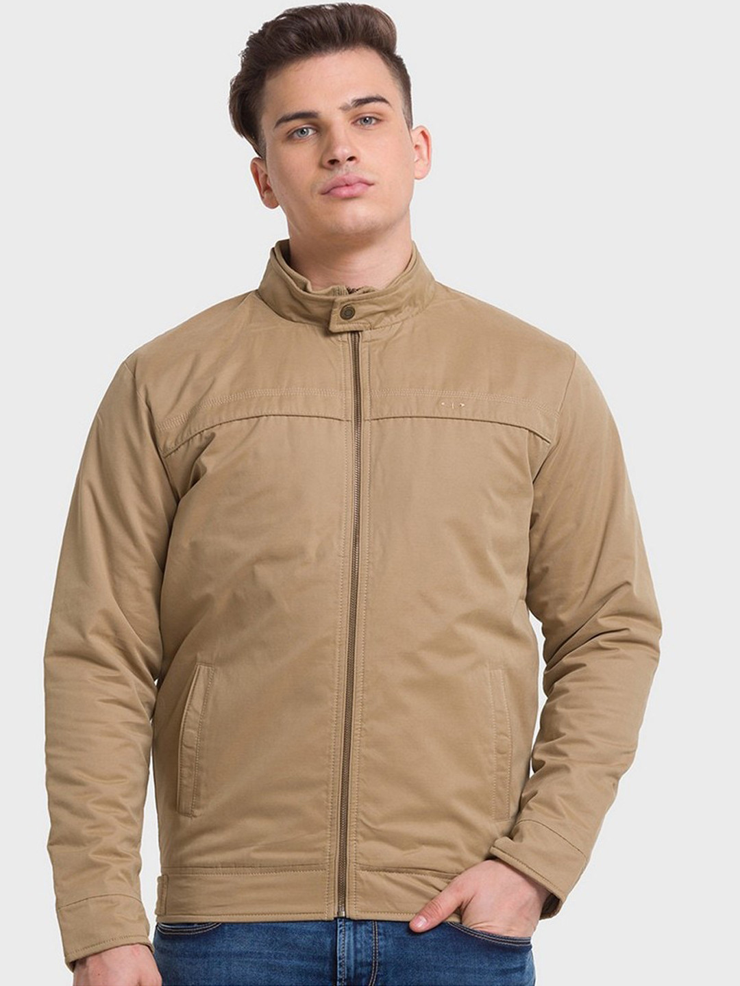 Buy ColorPlus Plus Size Men Beige Padded Jacket - Jackets for Men ...