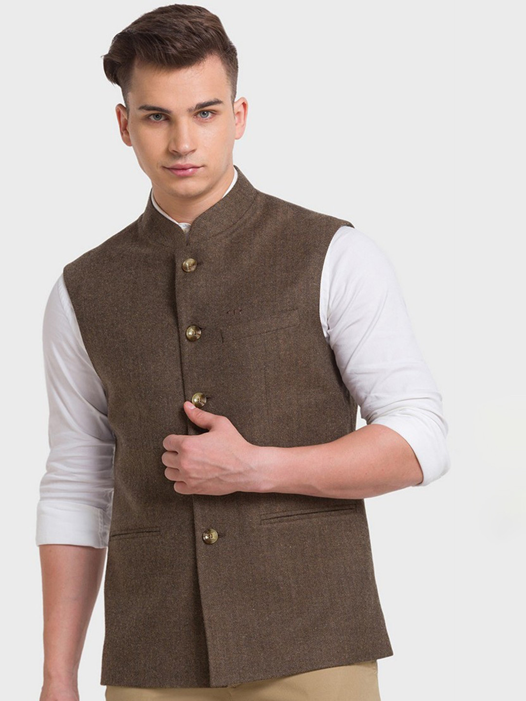 Buy ColorPlus Men Brown Crop Tailored Jacket - Jackets for Men 19939488 ...