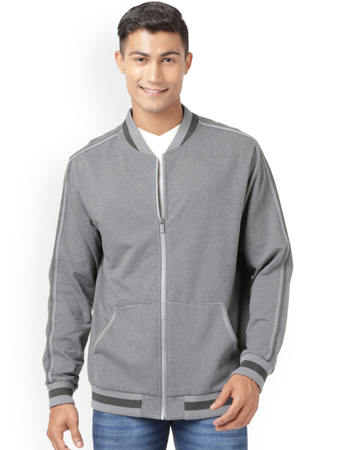 Buy Jockey Men Grey Longline Bomber Jacket - Jackets for Men 19940210 ...