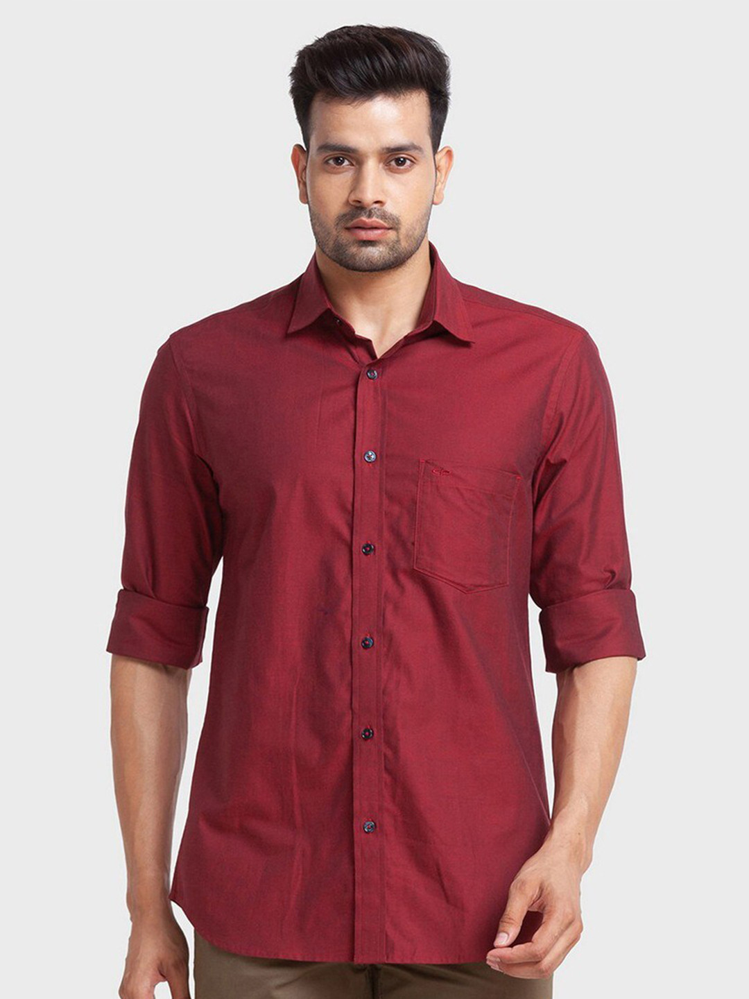 Buy ColorPlus Men Red Tailored Fit Casual Shirt - Shirts for Men ...