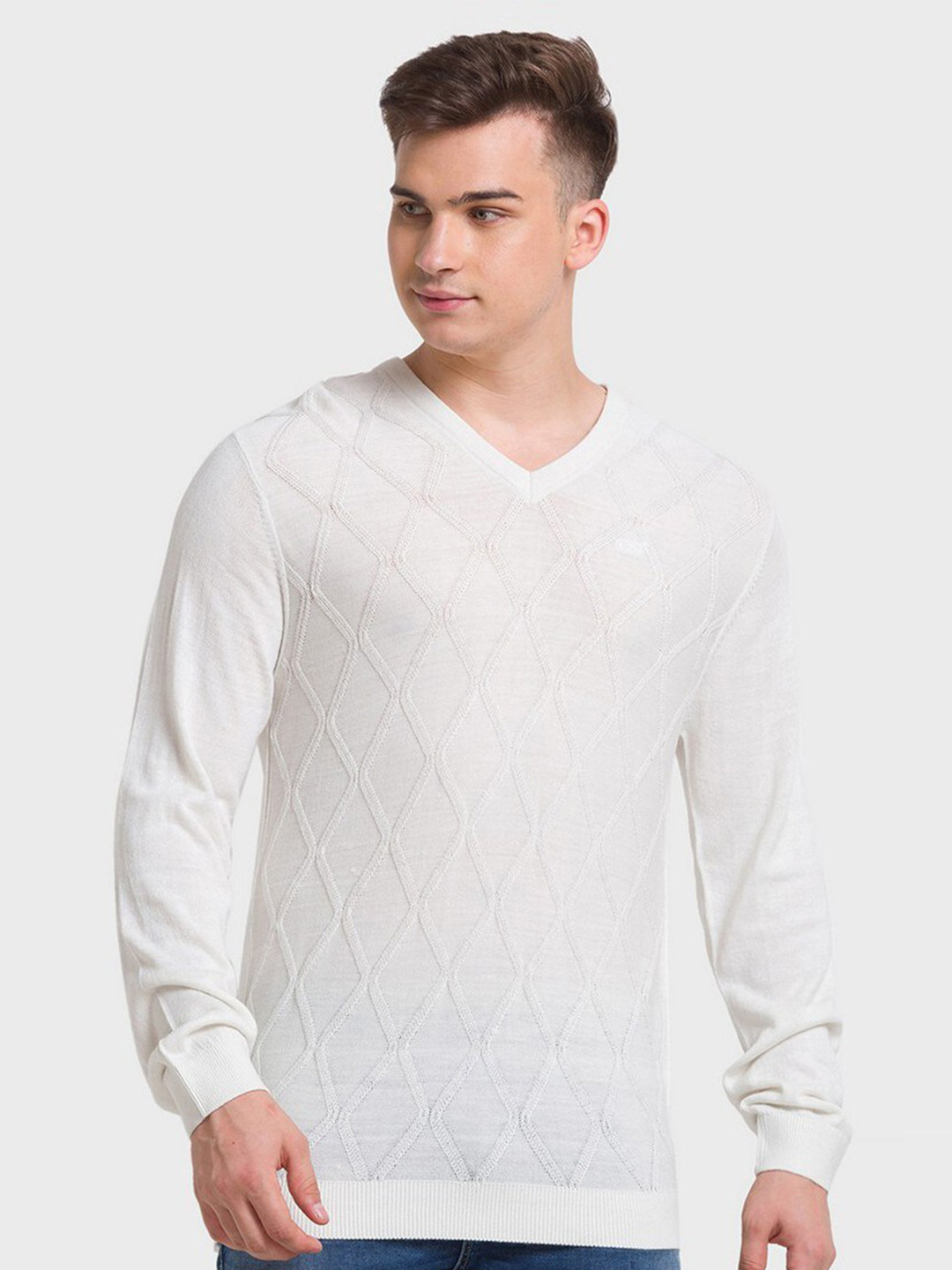 Buy ColorPlus Men White Pullover - Sweaters for Men 19942214 | Myntra