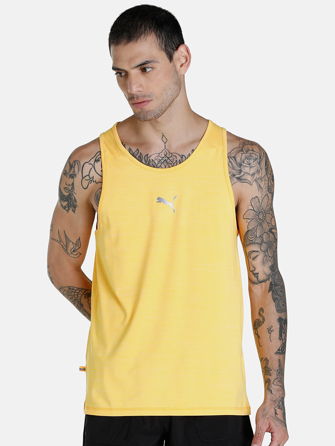 Buy Puma Men Yellow RUN CLOUDSPUN SINGLET T Shirt - Tshirts for Men ...