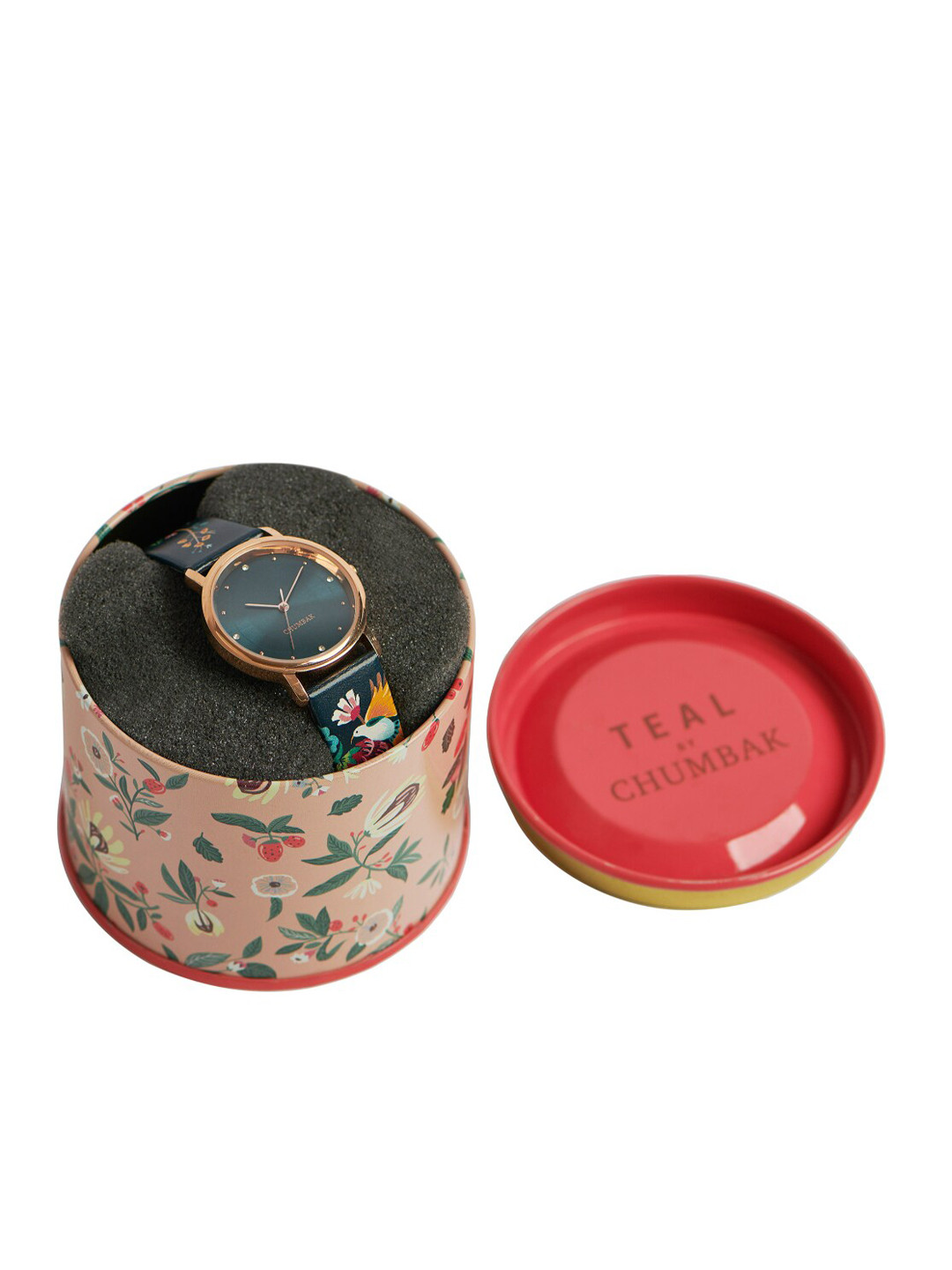Buy TEAL BY CHUMBAK Women Brass Printed Dial & Leather Straps Analogue ...