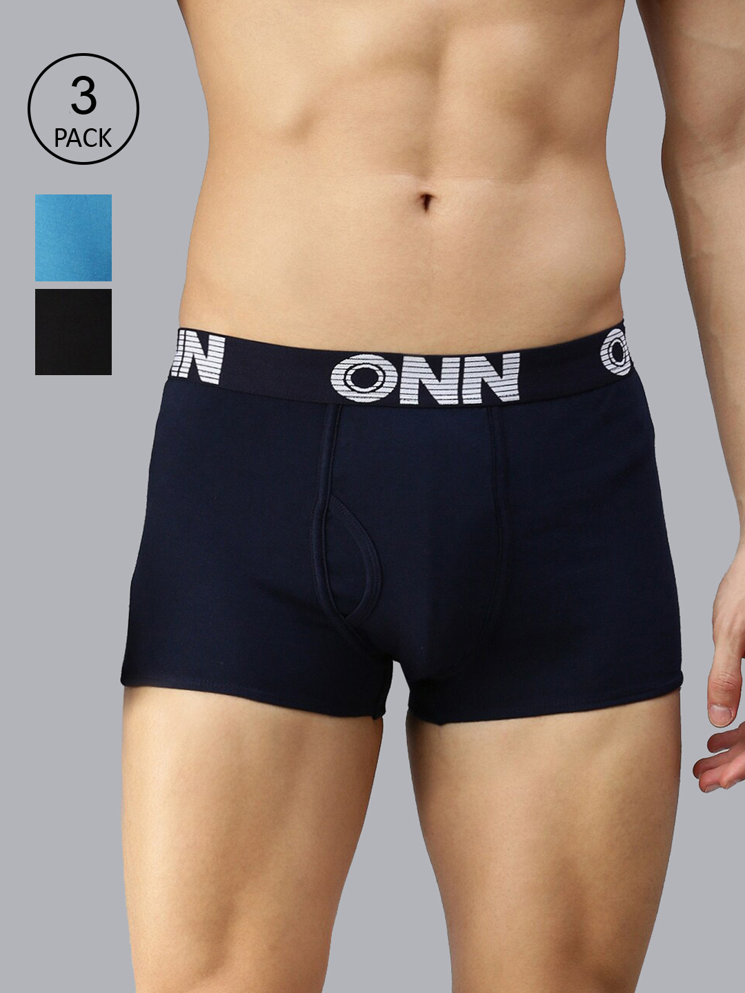 Buy ONN Men Pack Of 3 Solid Pure Cotton Trunk - Trunk for Men 19947234 ...