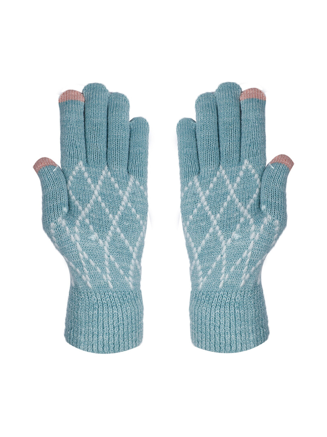 Buy LOOM LEGACY Women Turquoise Blue Knitted Acrylic Hand Gloves ...