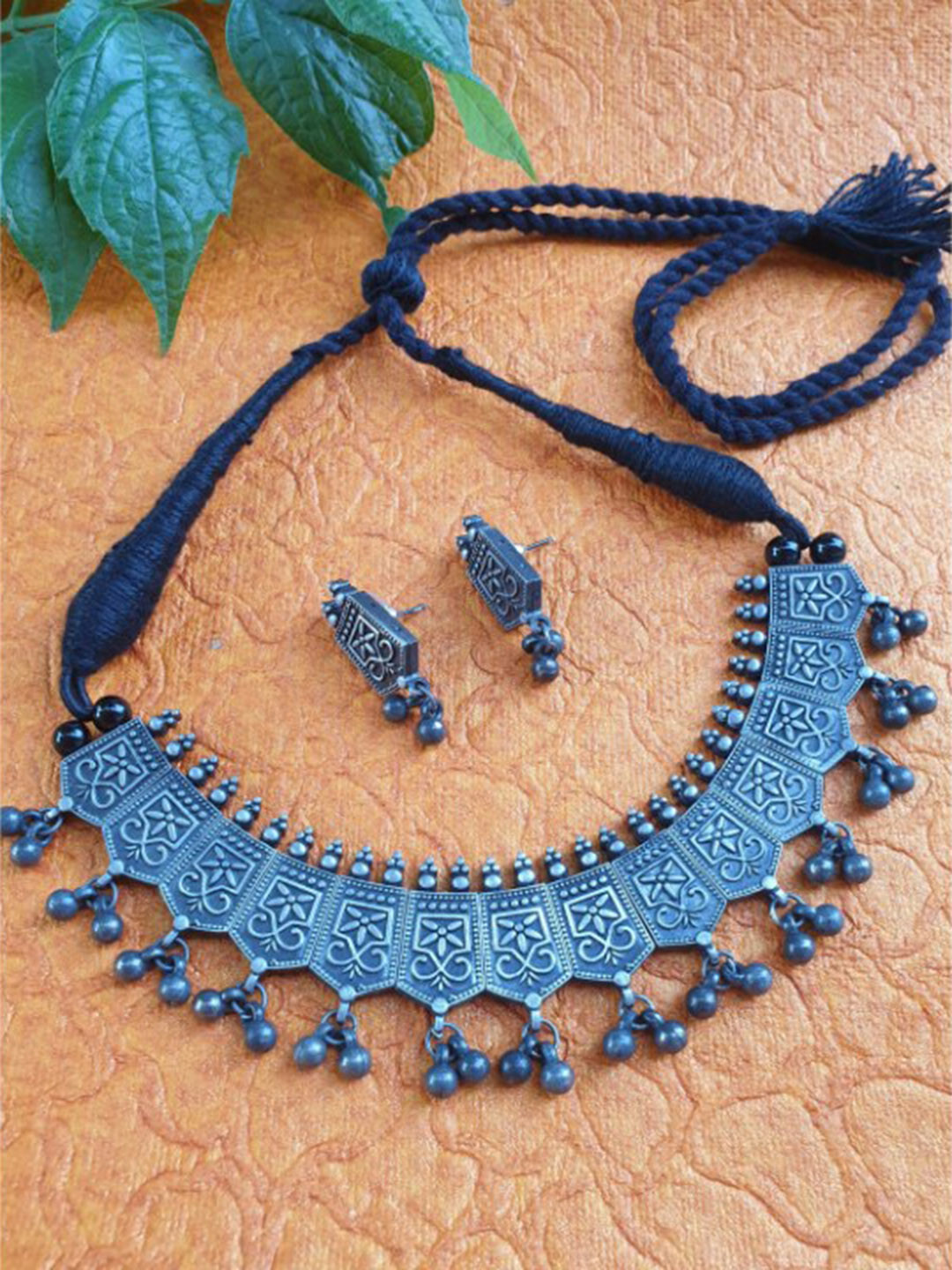 Buy FIROZA Woman Silver Toned Oxidised Jewellery Set - Jewellery Set ...
