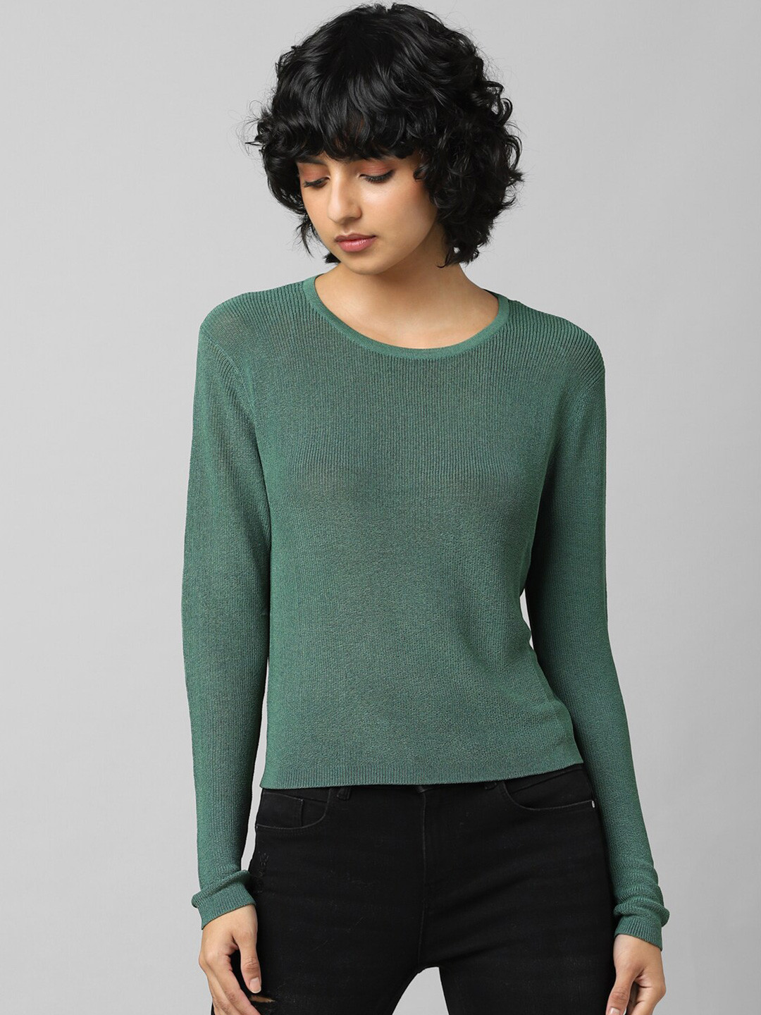 Buy ONLY Women Green ONL AQUA LS KNIT PULLOVER Solid Pullover ...