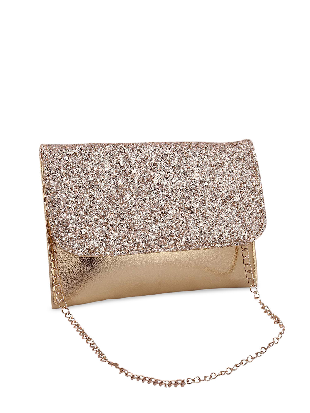 Buy DN Creation Gold Toned Embellished PU Swagger Shoulder Bag ...