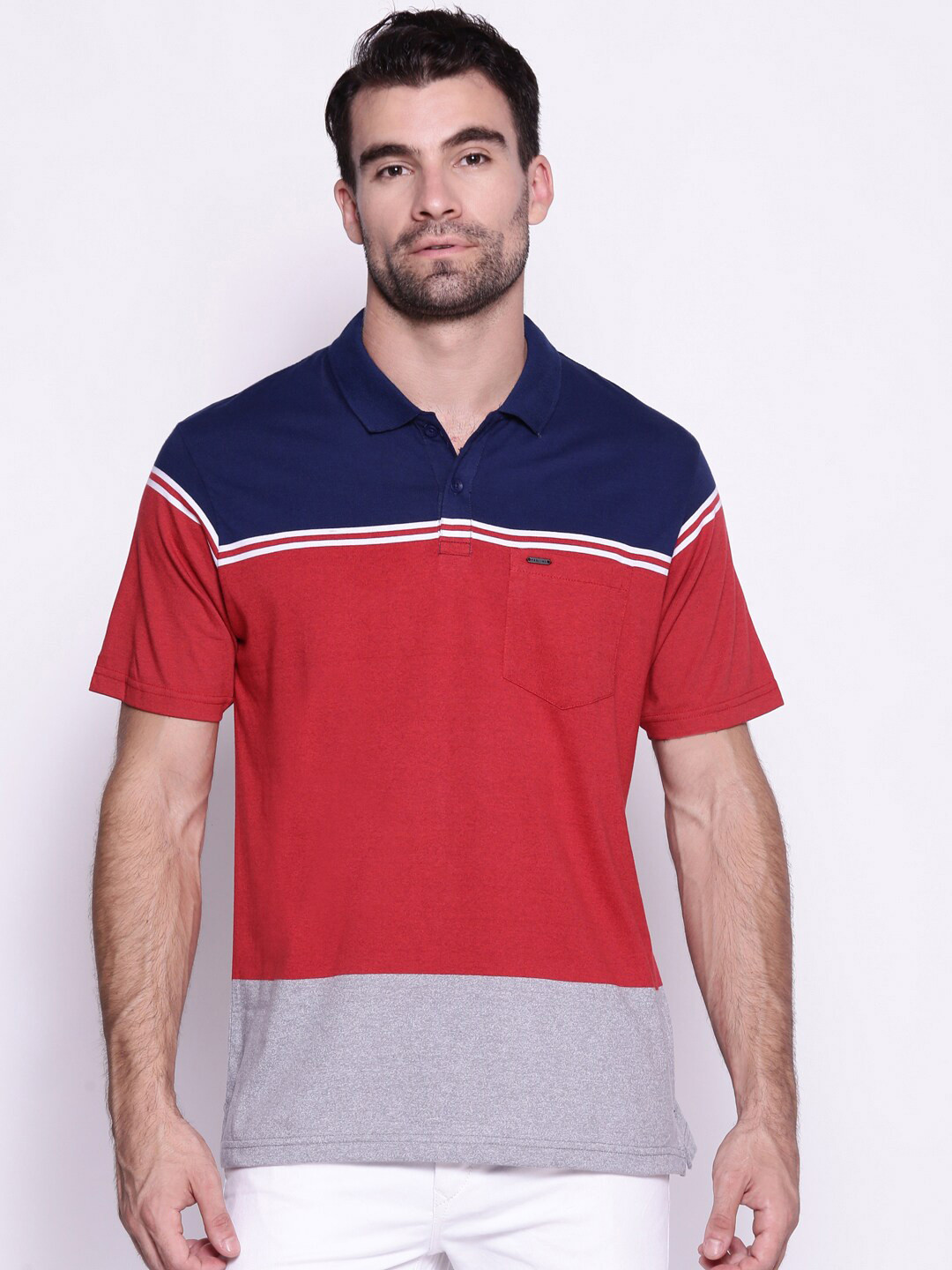 Buy Proline Active Men Red Colourblocked Polo Collar T Shirt - Tshirts for Men 19964276 | Myntra