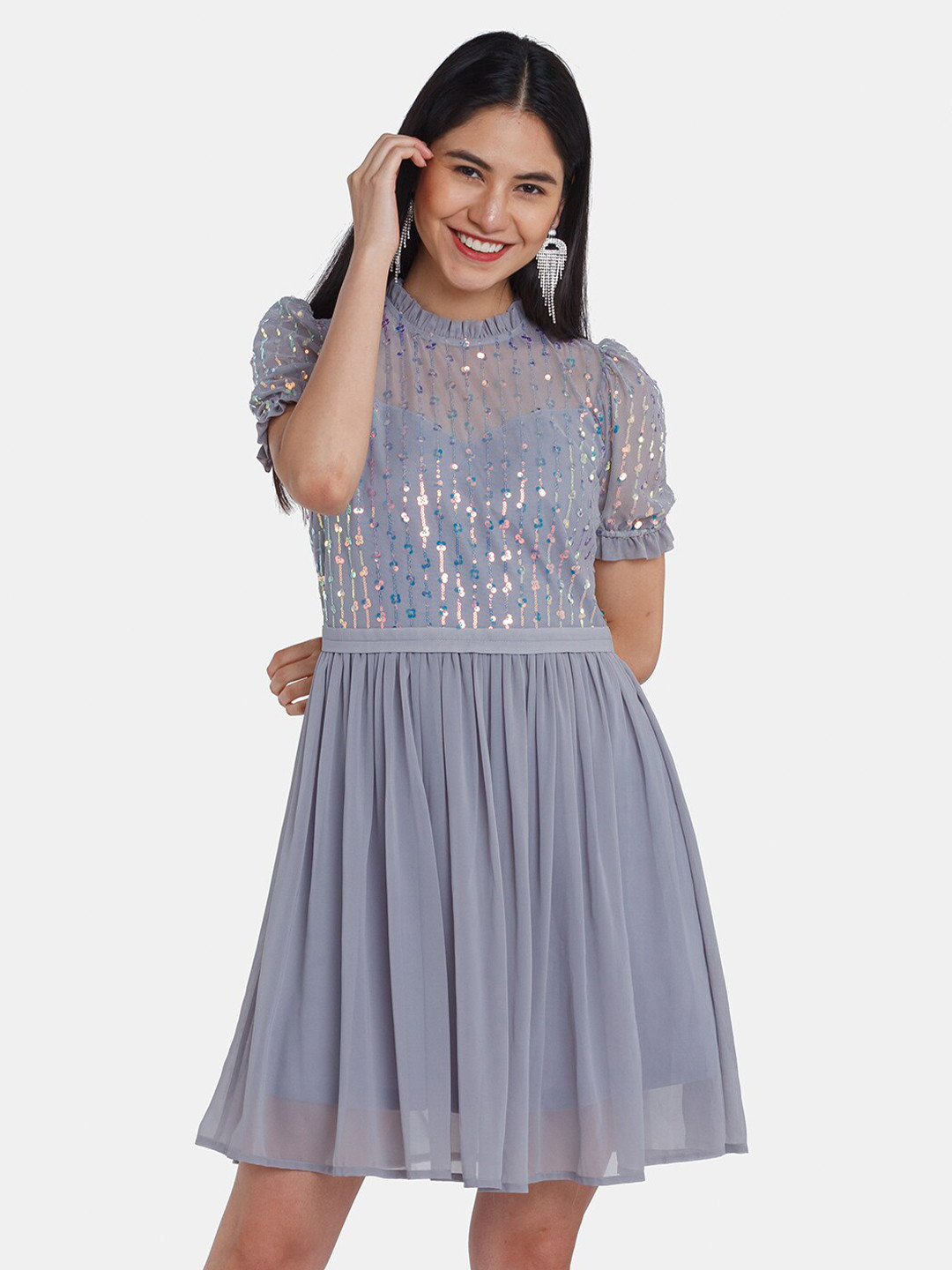 Buy Zink London Grey Embellished Dress - Dresses for Women 19965550 ...