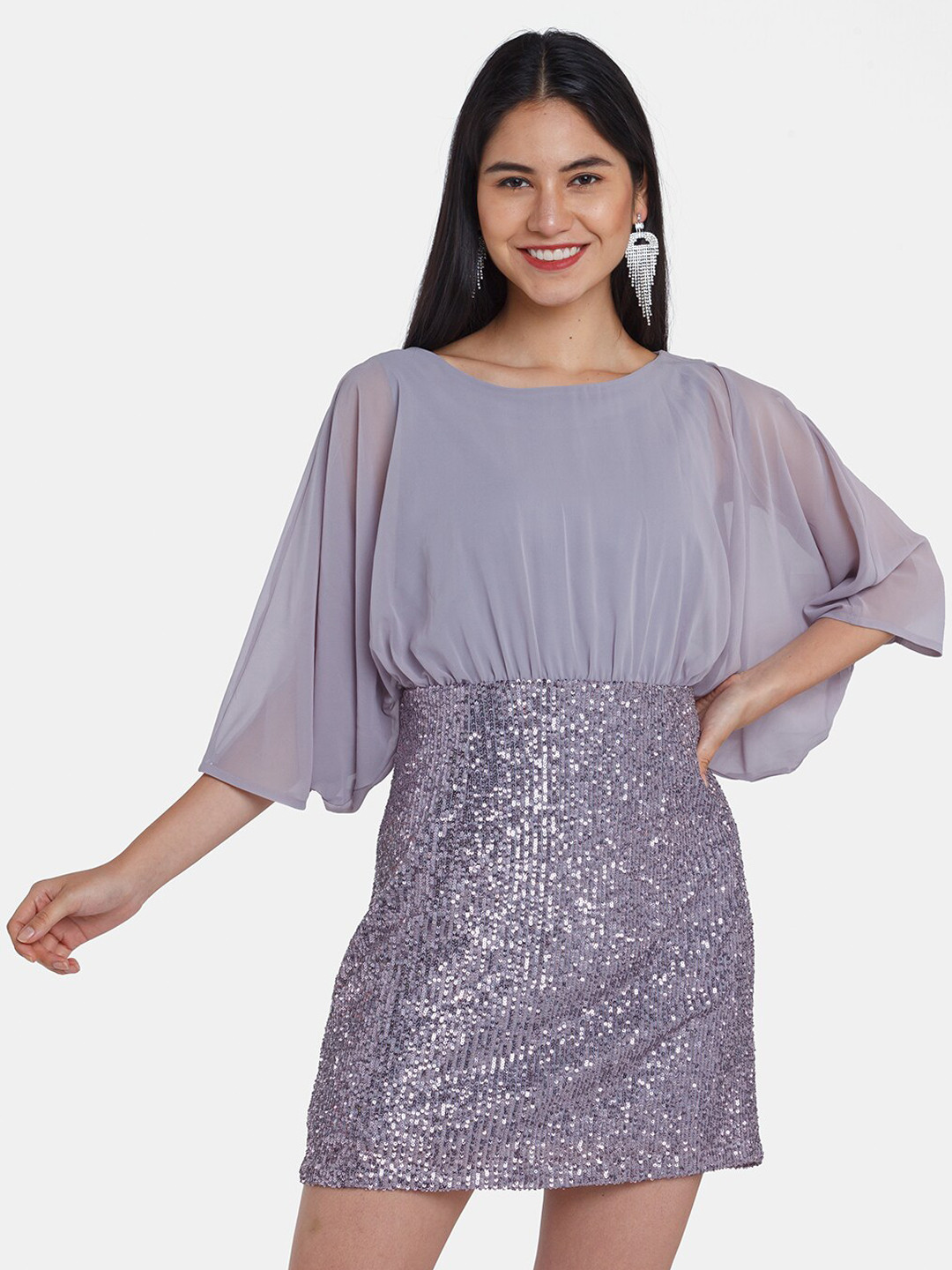 Buy Zink London Grey Embellished Bodycon Dress - Dresses for Women ...