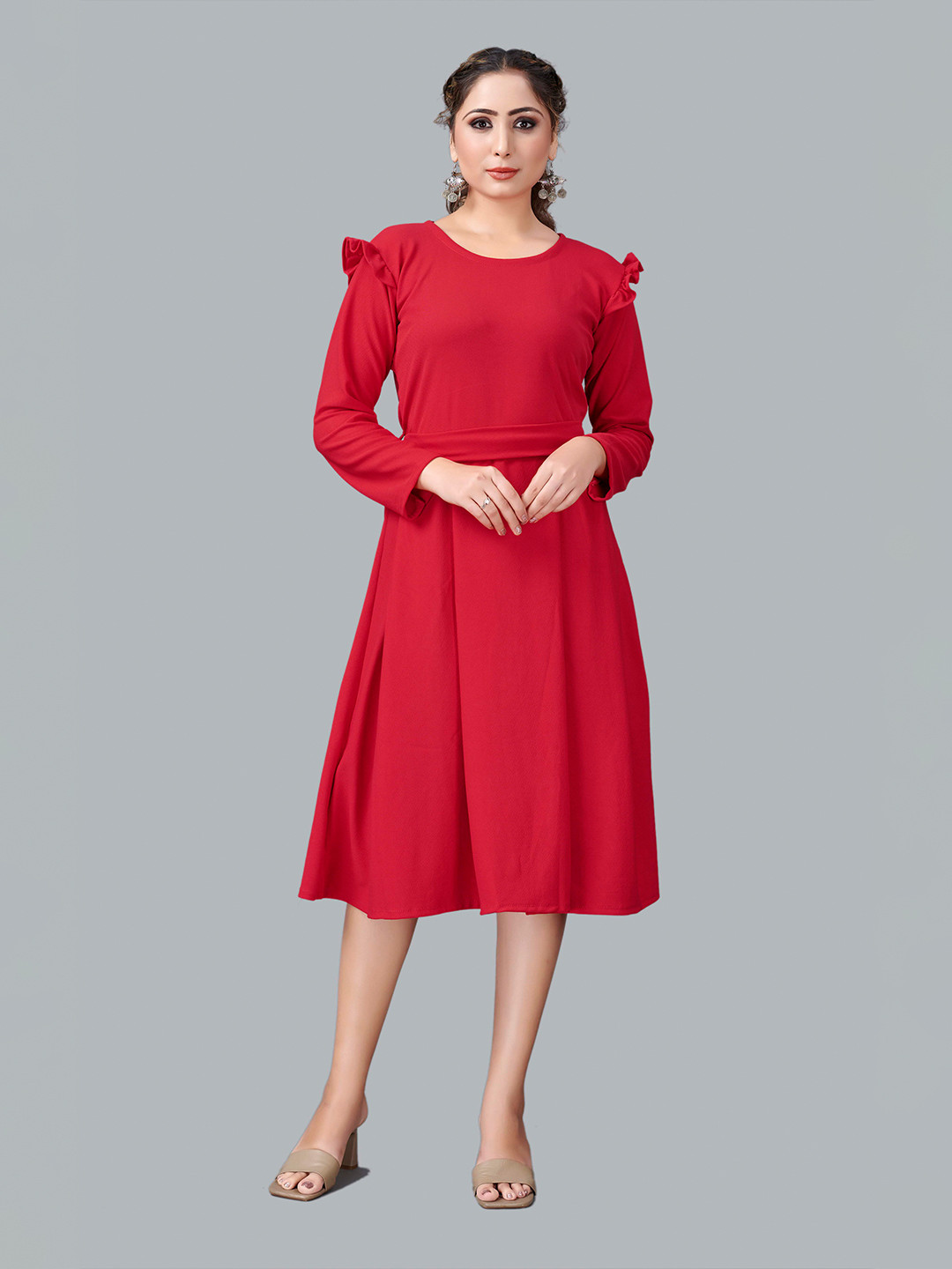 Buy Fashion FRICKS Red Fit And Flare Dress - Dresses for Women 19965718 ...