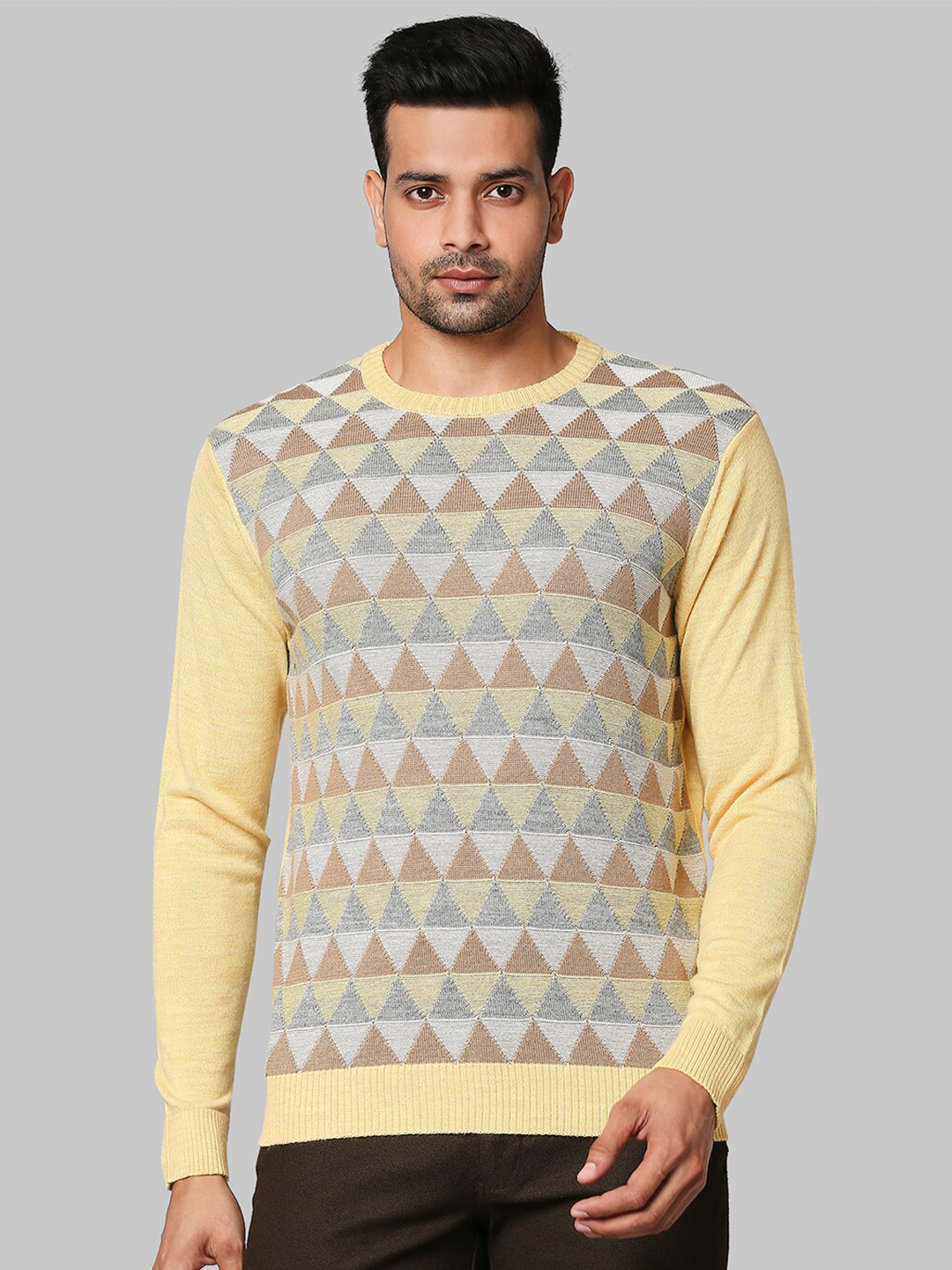 Buy Raymond Men Yellow & Grey Pullover - Sweaters for Men 19968440 | Myntra