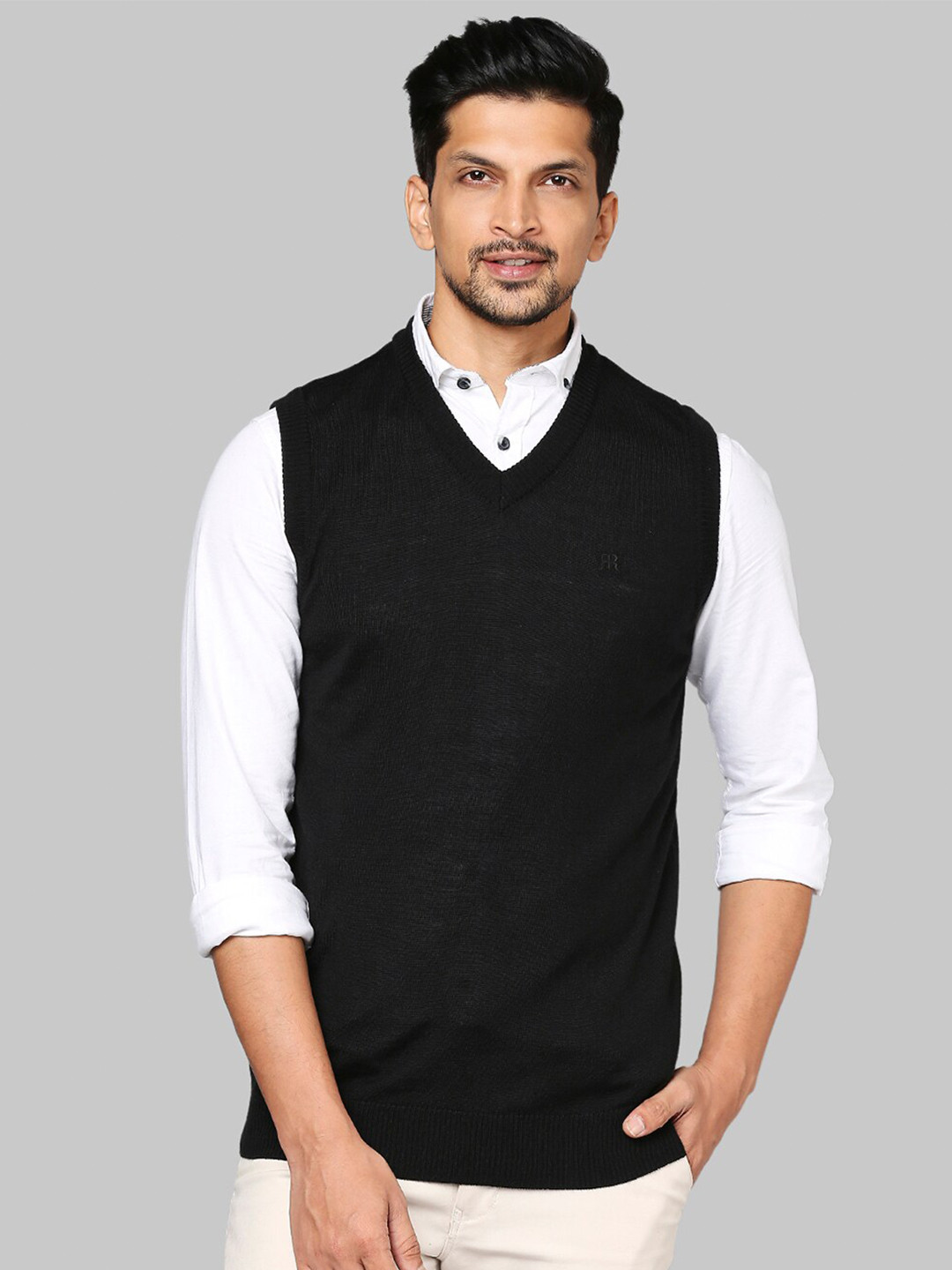Buy Raymond Men Black Sweater Vest - Sweaters for Men 19968504 | Myntra