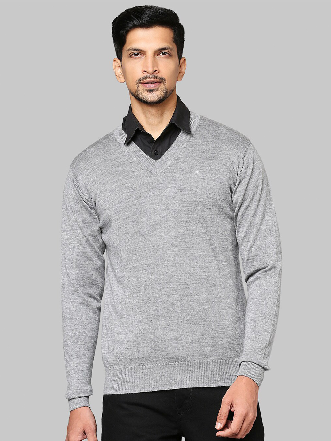 Buy Raymond Men Grey Melange Woolen Pullover Sweater - Sweaters for Men ...