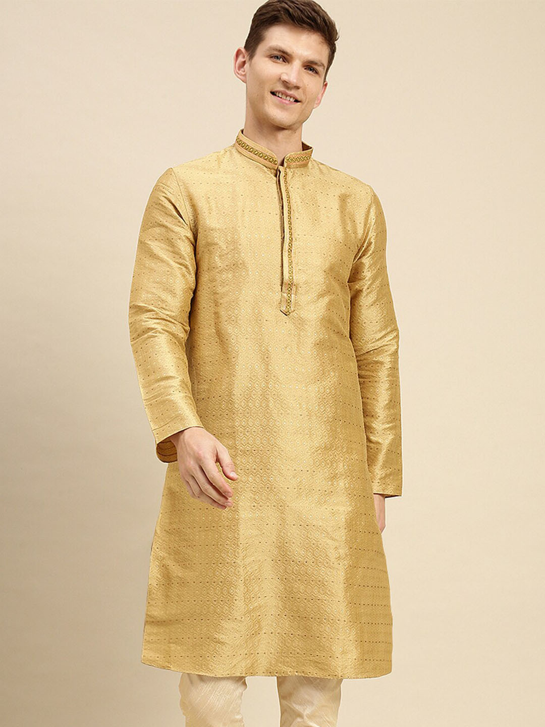 Buy Sanwara Men Gold Toned Kurta - Kurtas for Men 19971628 | Myntra