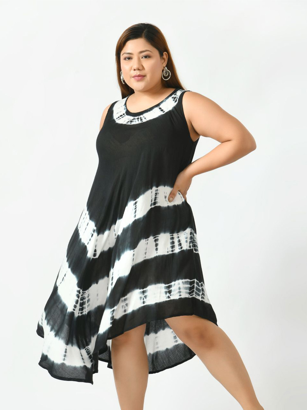 Buy SAAKAA Plus Size Black Tie And Dye Midi Dress - Dresses for Women ...