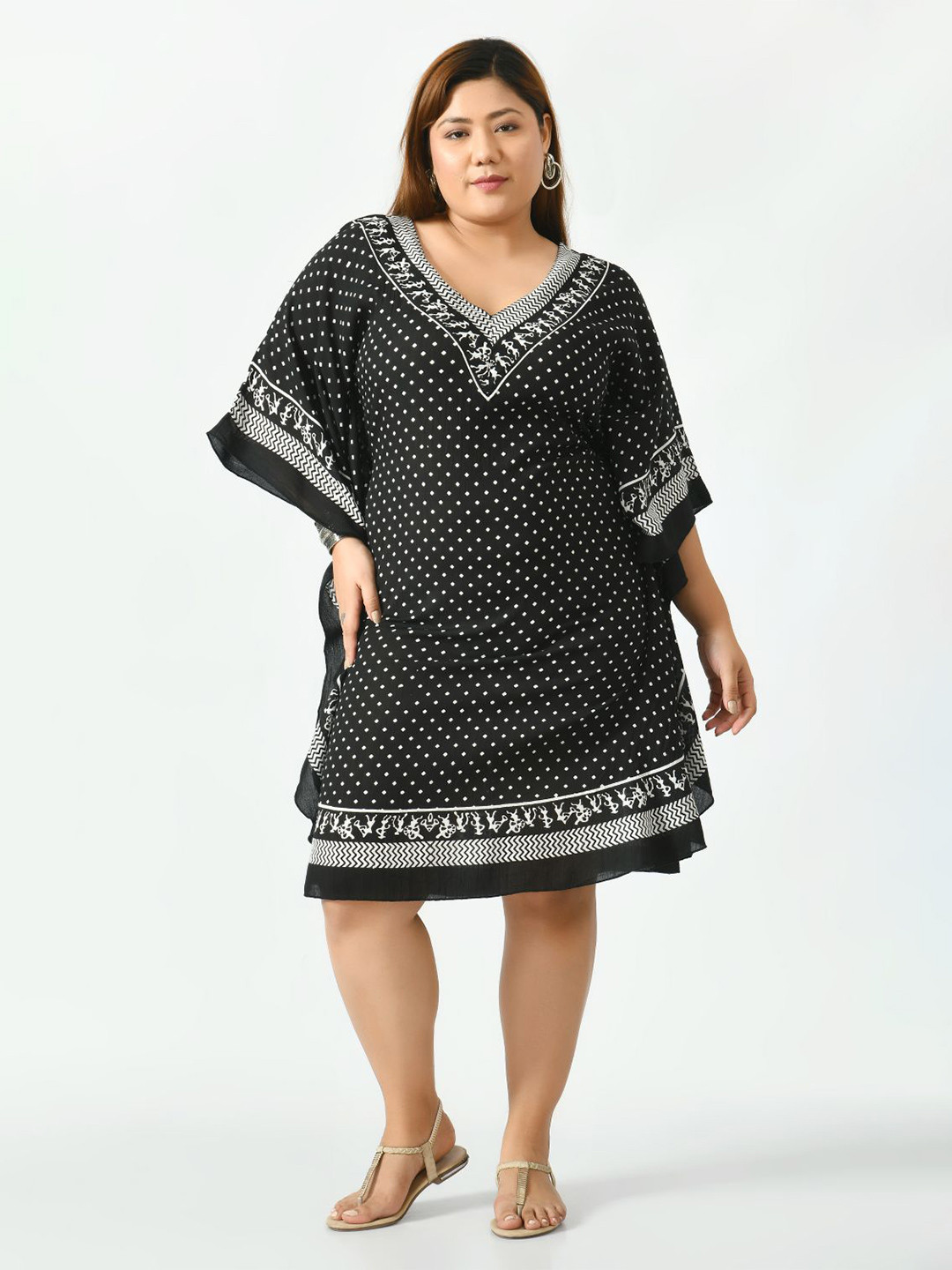 Buy SAAKAA Plus Size Black Tribal Kaftan Dress - Dresses for Women ...