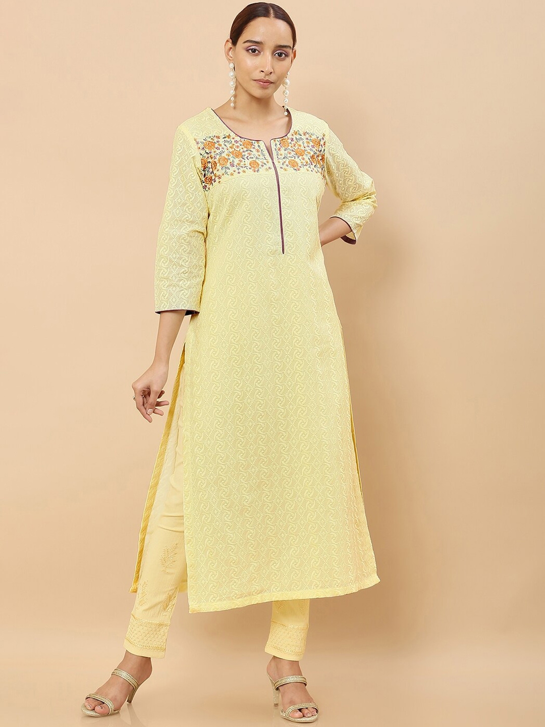 Buy Soch Women Cream Coloured Geometric Embroidered Flared Sleeves ... Buy Soch Women Cream Coloured Geometric Embroidered Flared Sleeves ...