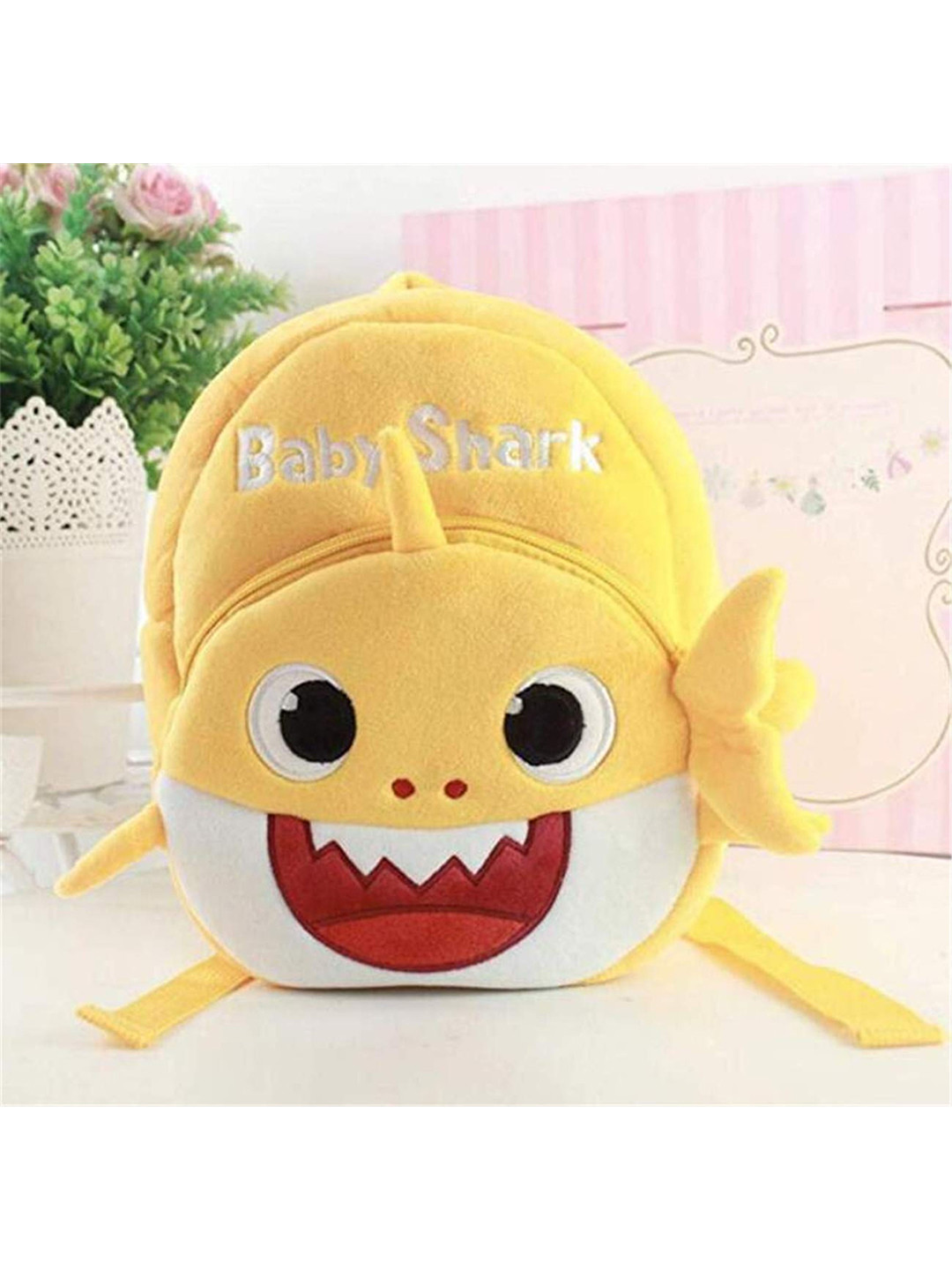 Buy Frantic Unisex Kids Yellow & White Graphic Fabric Backpack ...