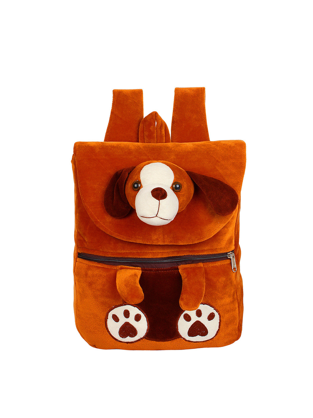 Buy Frantic Kids Rust & Coffee Brown Self Designed Velvet Backpack ...