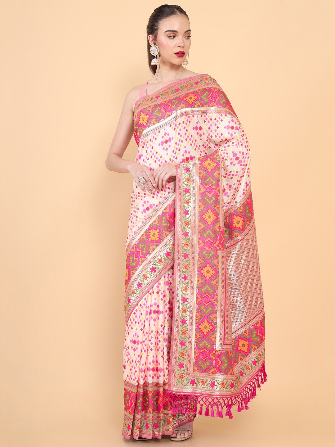 Buy Soch Cream Coloured & Gold Toned Floral Zari Silk Blend Tussar ... Buy Soch Cream Coloured & Gold Toned Floral Zari Silk Blend Tussar ...
