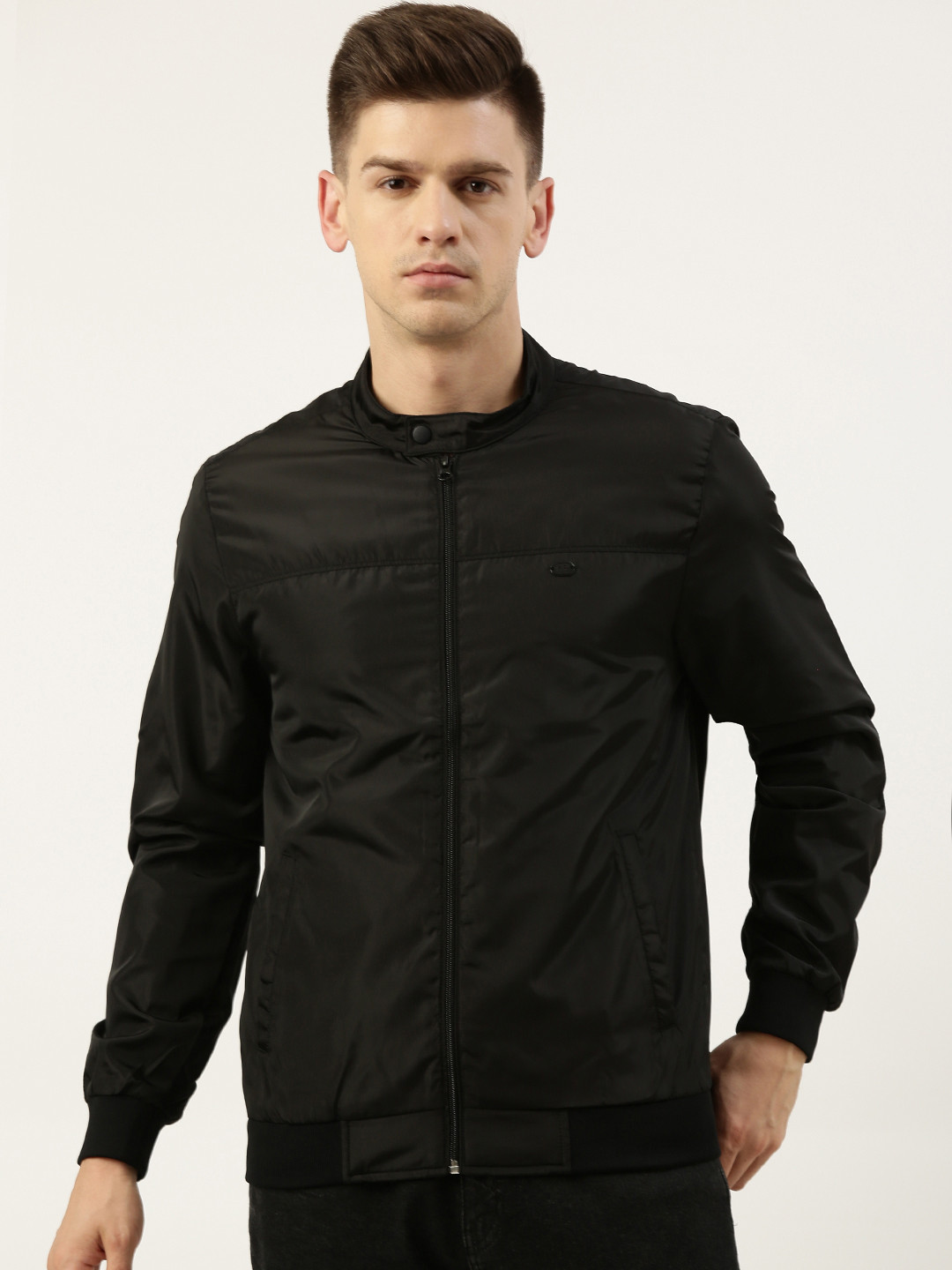 Buy Peter England Men Black Solid Bomber Jacket - Jackets for Men 19987222 | Myntra