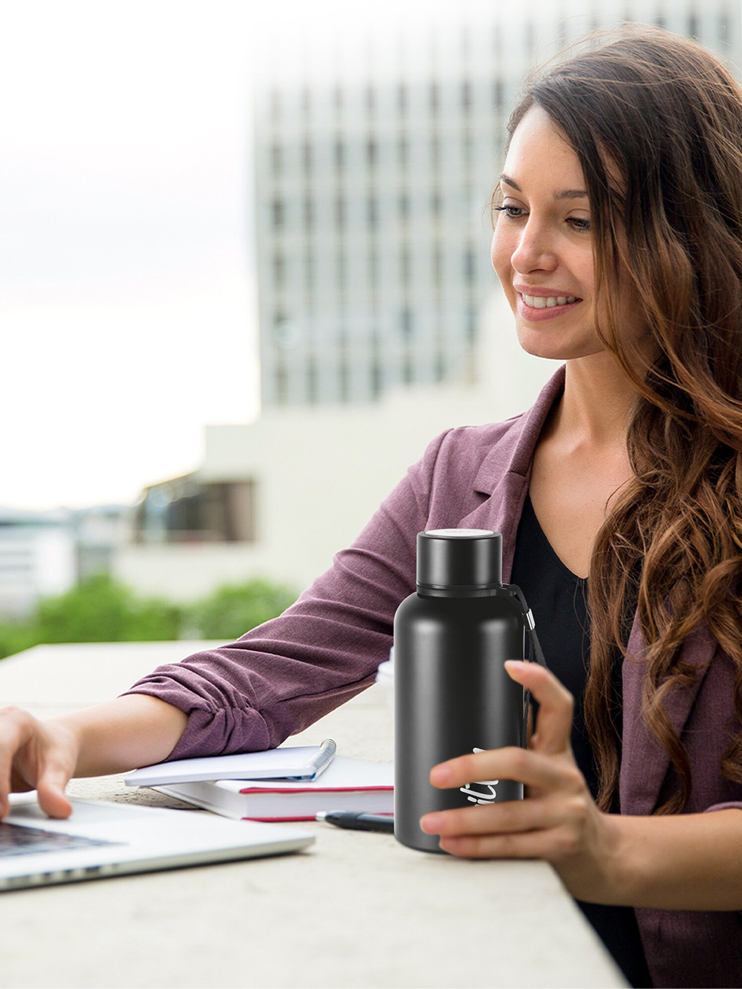 Buy Milton Black Double Walled Vacuum Aura 500 Hours 24 Hot & Cold Thermosteel Bottle 520 Ml ...