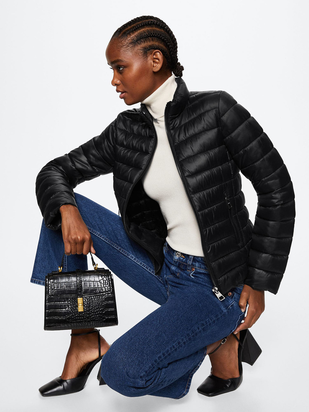 Buy MANGO Women Black Padded Jacket - Jackets for Women 19998596 | Myntra