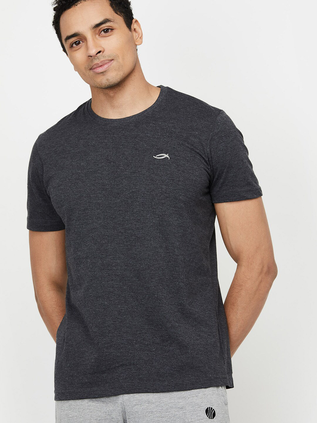 Buy Max Men Charcoal Solid Lounge Tshirts - Lounge Tshirts for Men ...