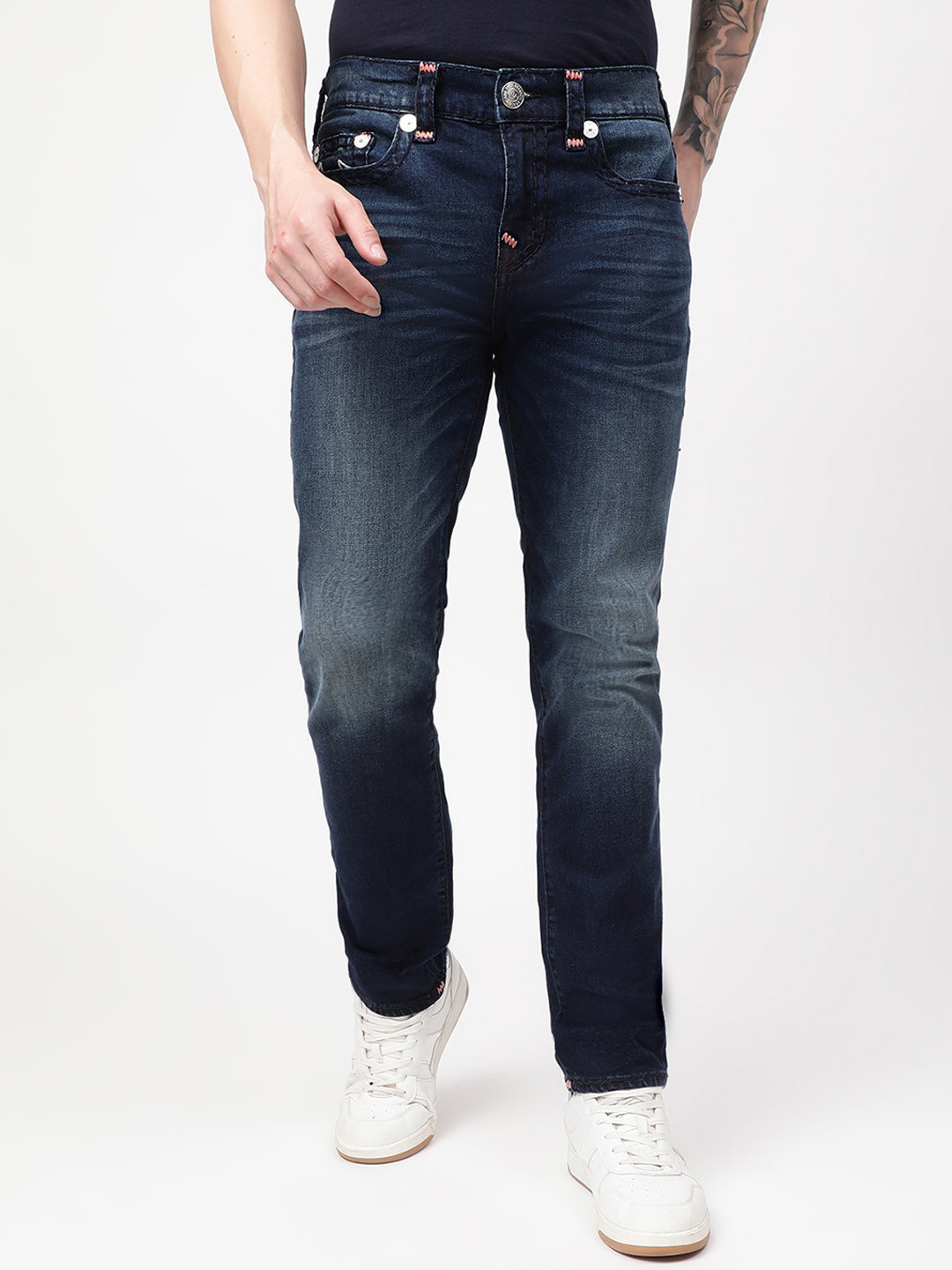 Buy True Religion Men Blue Skinny Fit Light Fade Stretchable Jeans ...