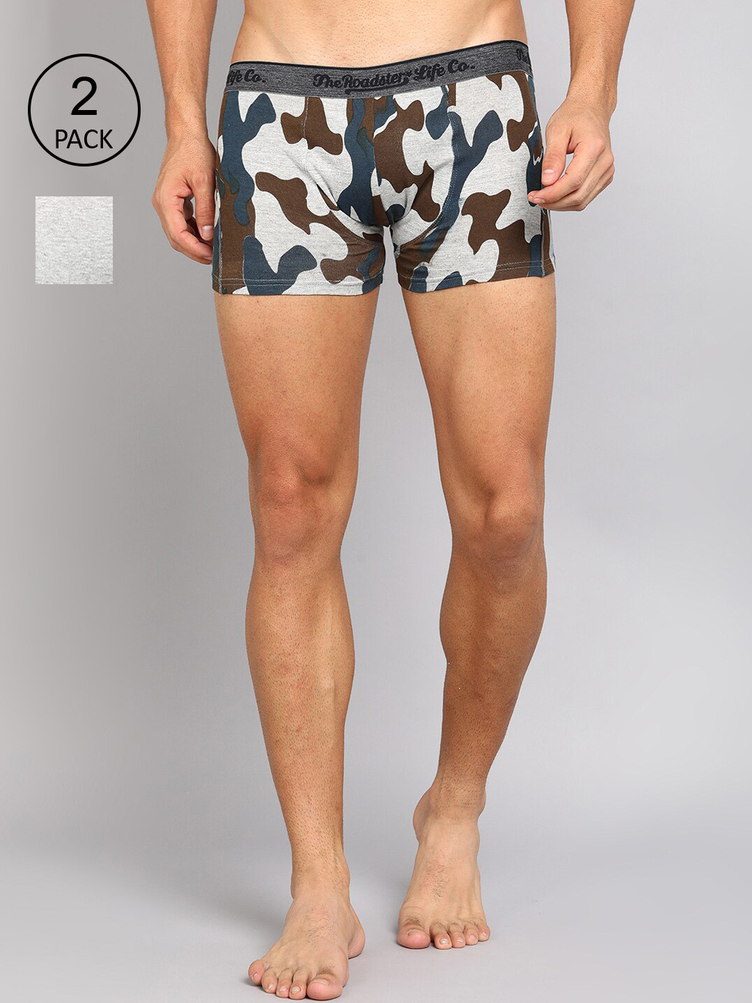 Buy Roadster Men Pack Of 2 Self Design Cotton Trunks - Trunk for Men ...