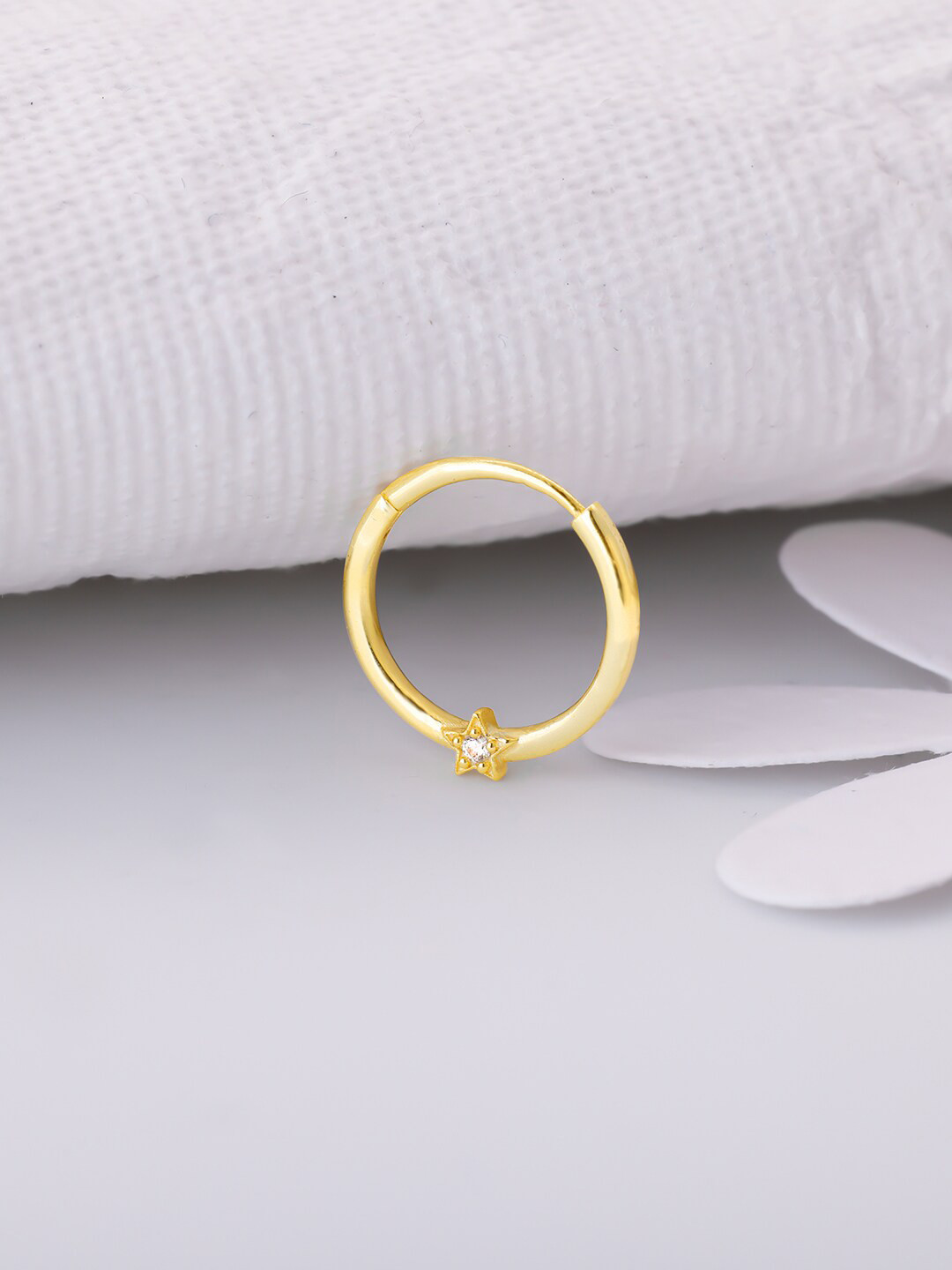 Buy GIVA 925 Sterling Silver White Gold Plated CZ Studded Nose Ring ...