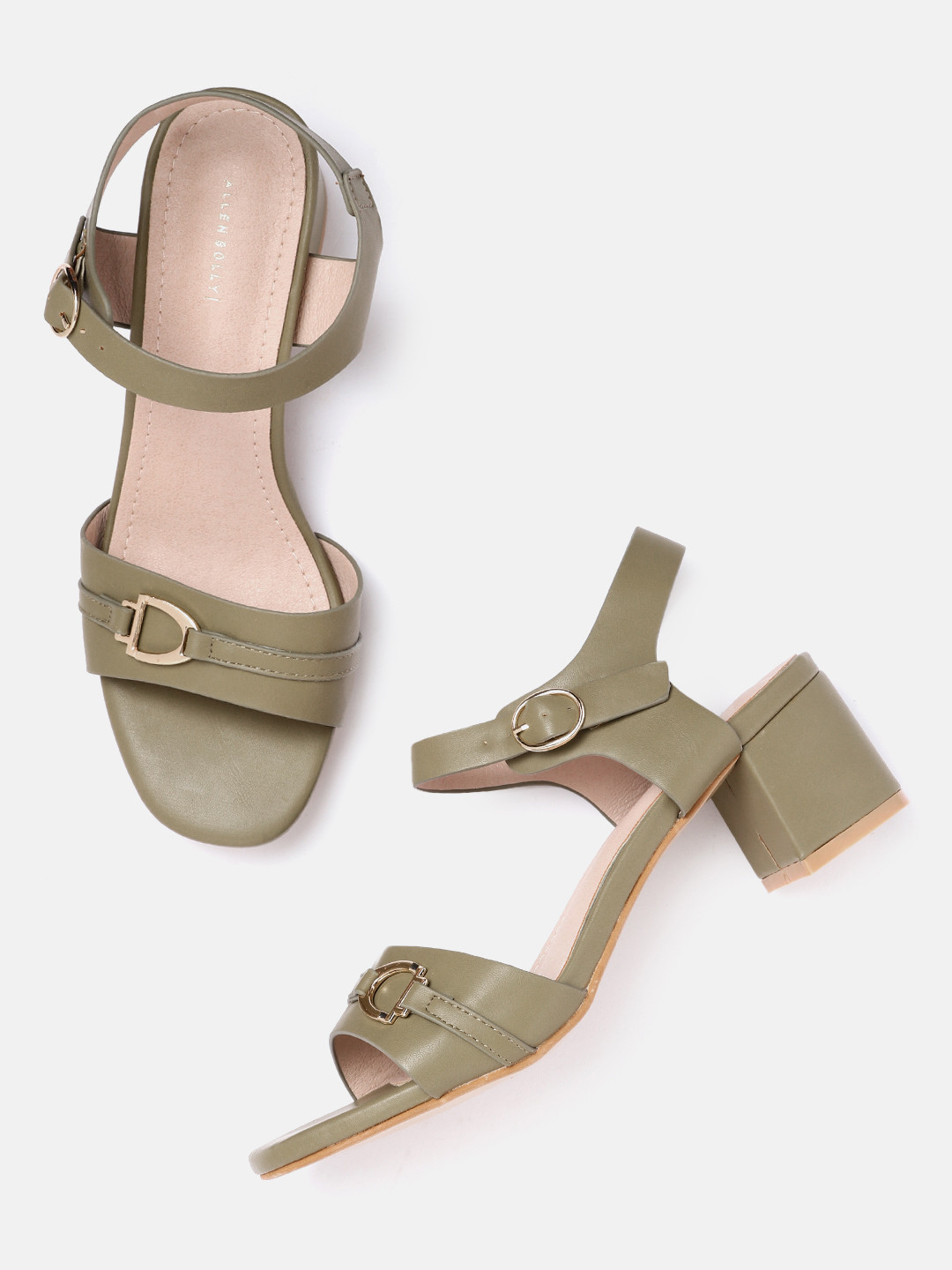Buy Allen Solly Olive Green PU Block Sandals - Heels for Women 20010864 ...