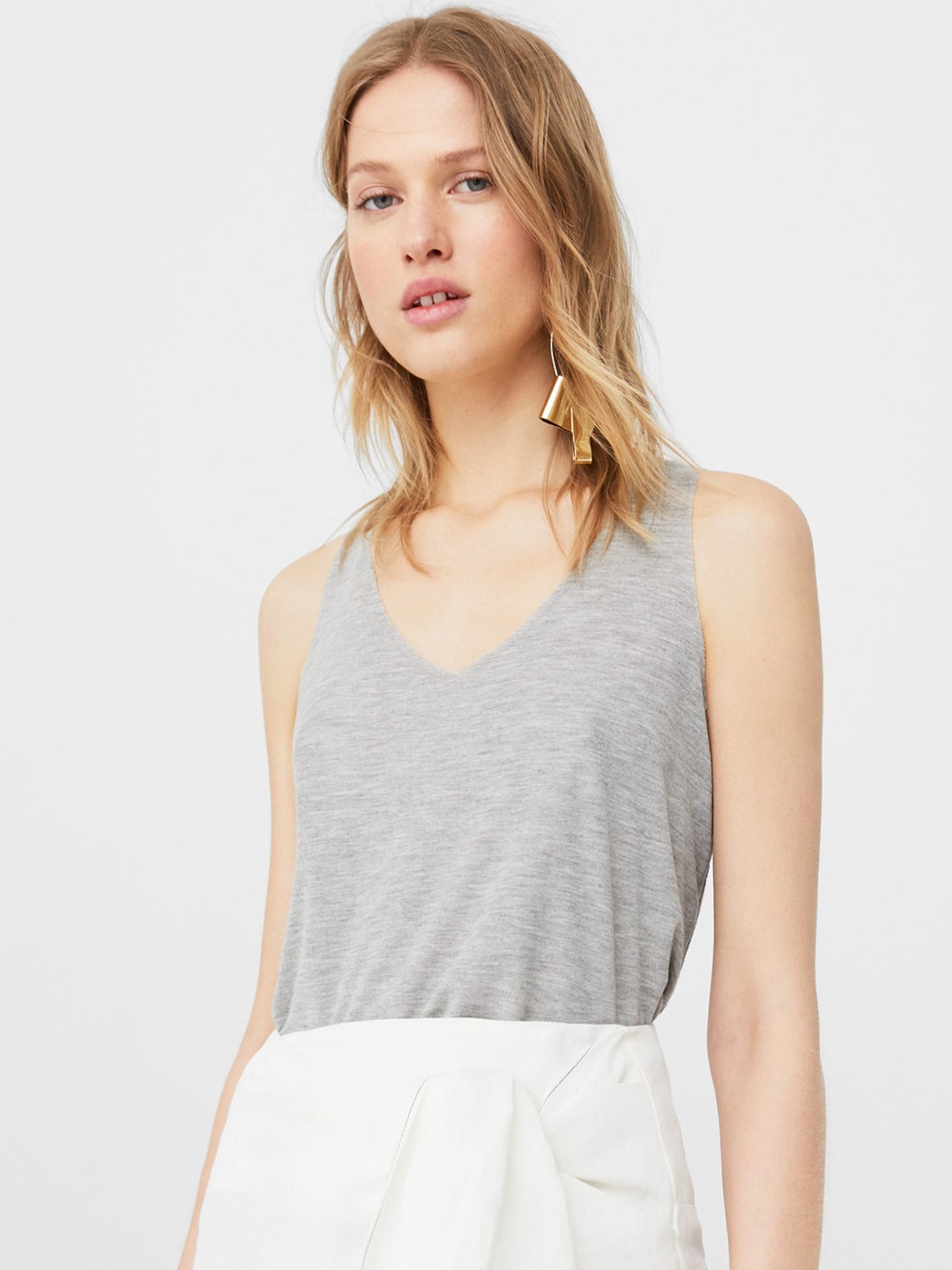 Buy MANGO Women Grey Melange Solid Top - Tops for Women 2001283 | Myntra